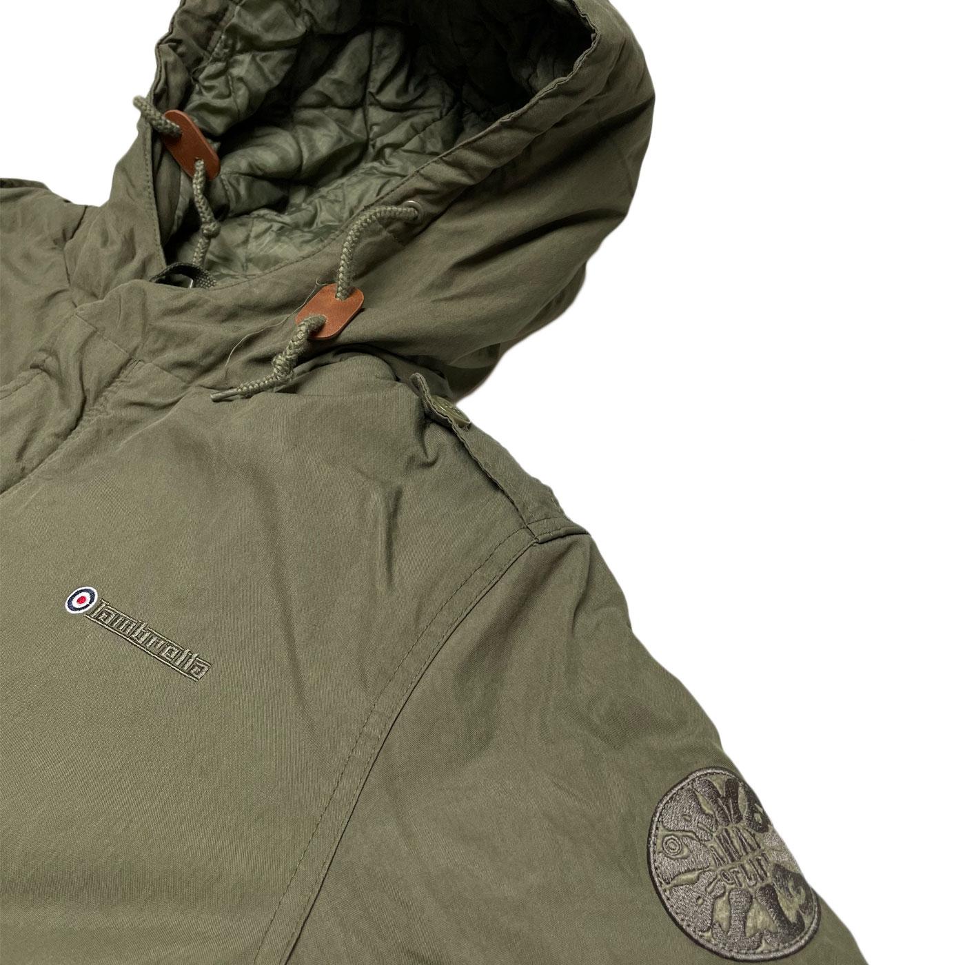 LAMBRETTA Retro Mod M-51 Fishtail Winter Parka Coat Khaki