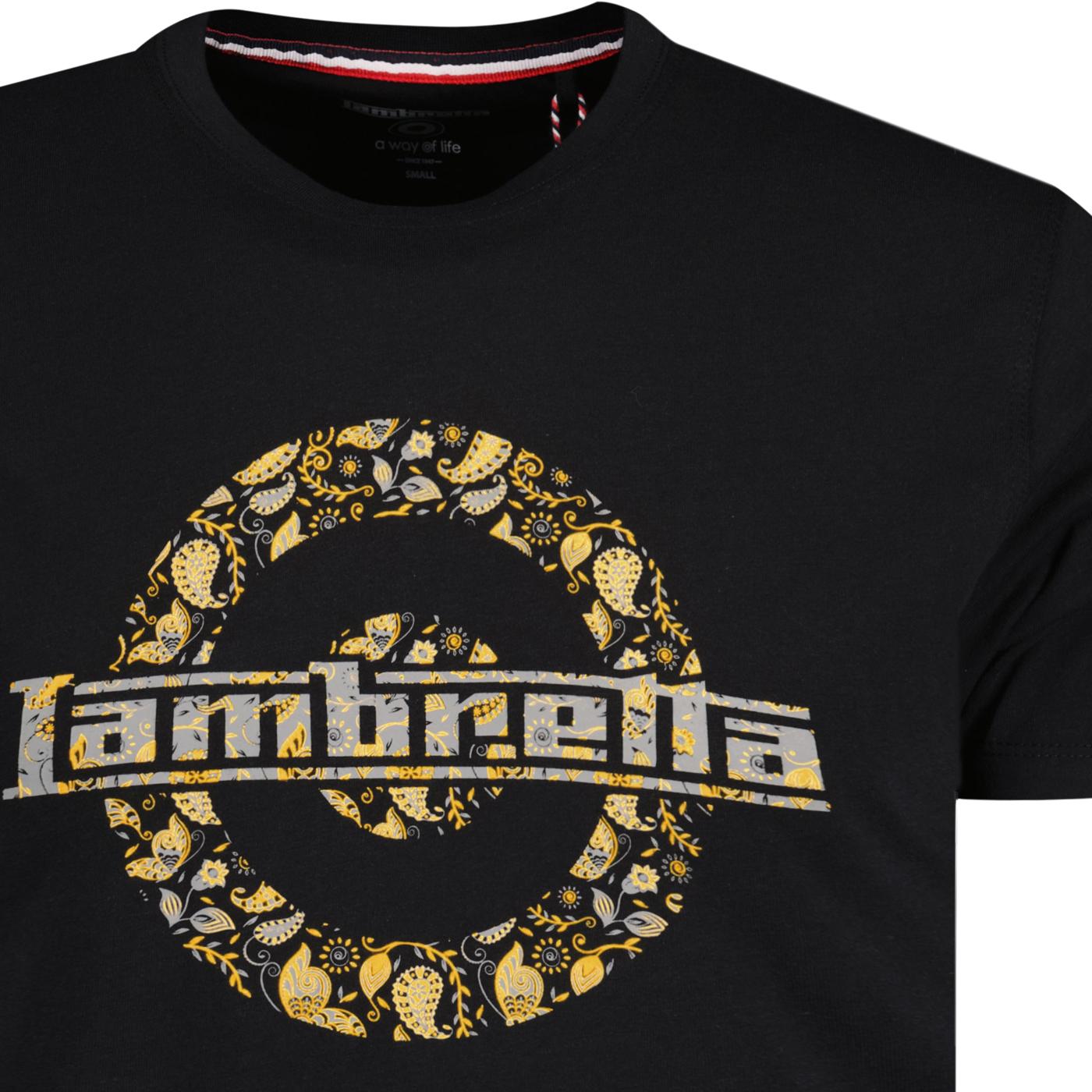 Lambretta Clothing Retro Paisley Mod Target Logo Tee in Black
