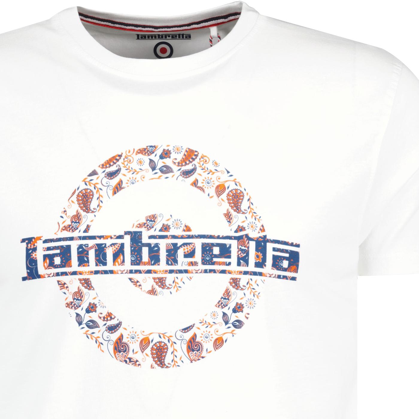 Lambretta Clothing Retro Paisley Mod Target Logo Tee in White