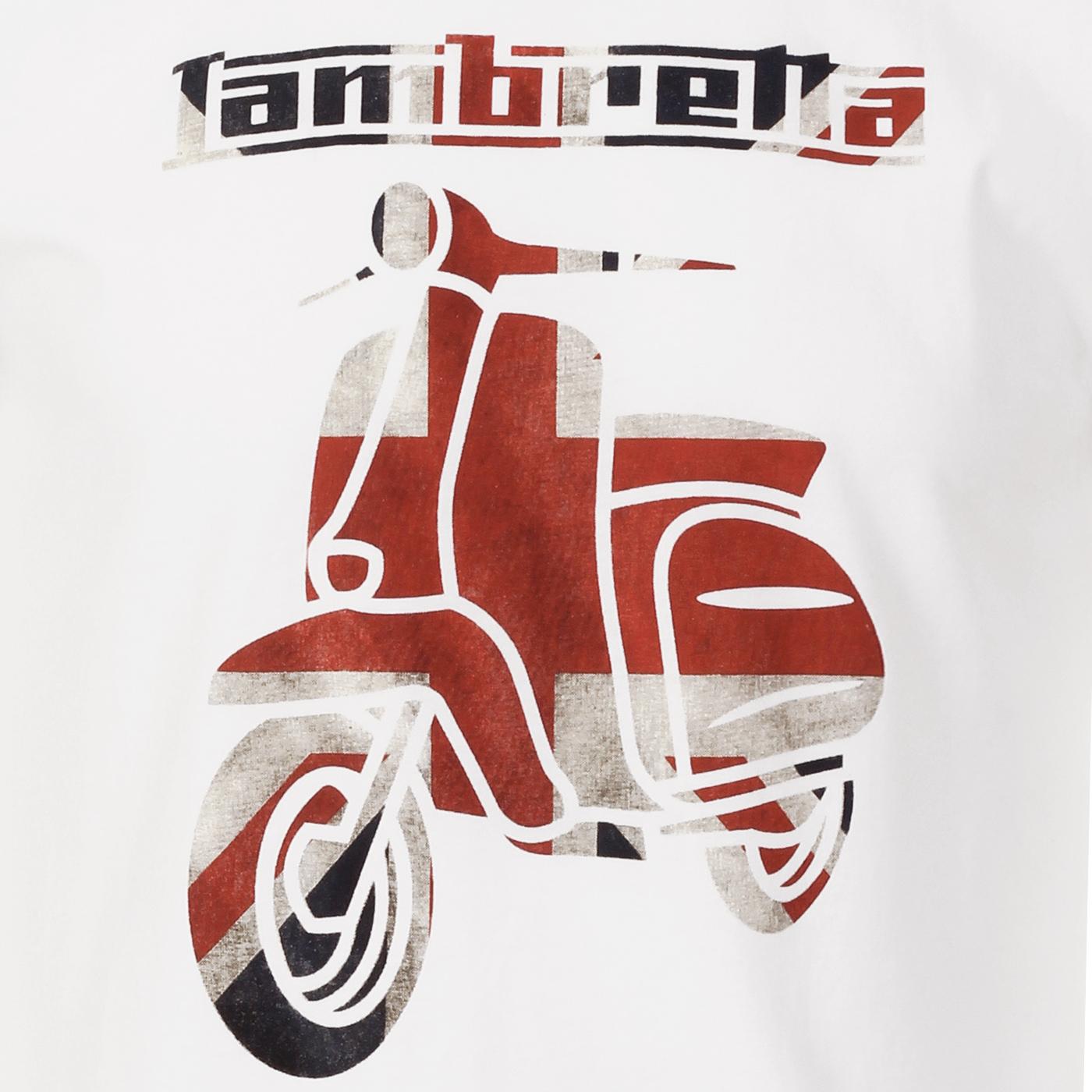 Lambretta Men's Retro Mod Union Jack Scooter Tee in White