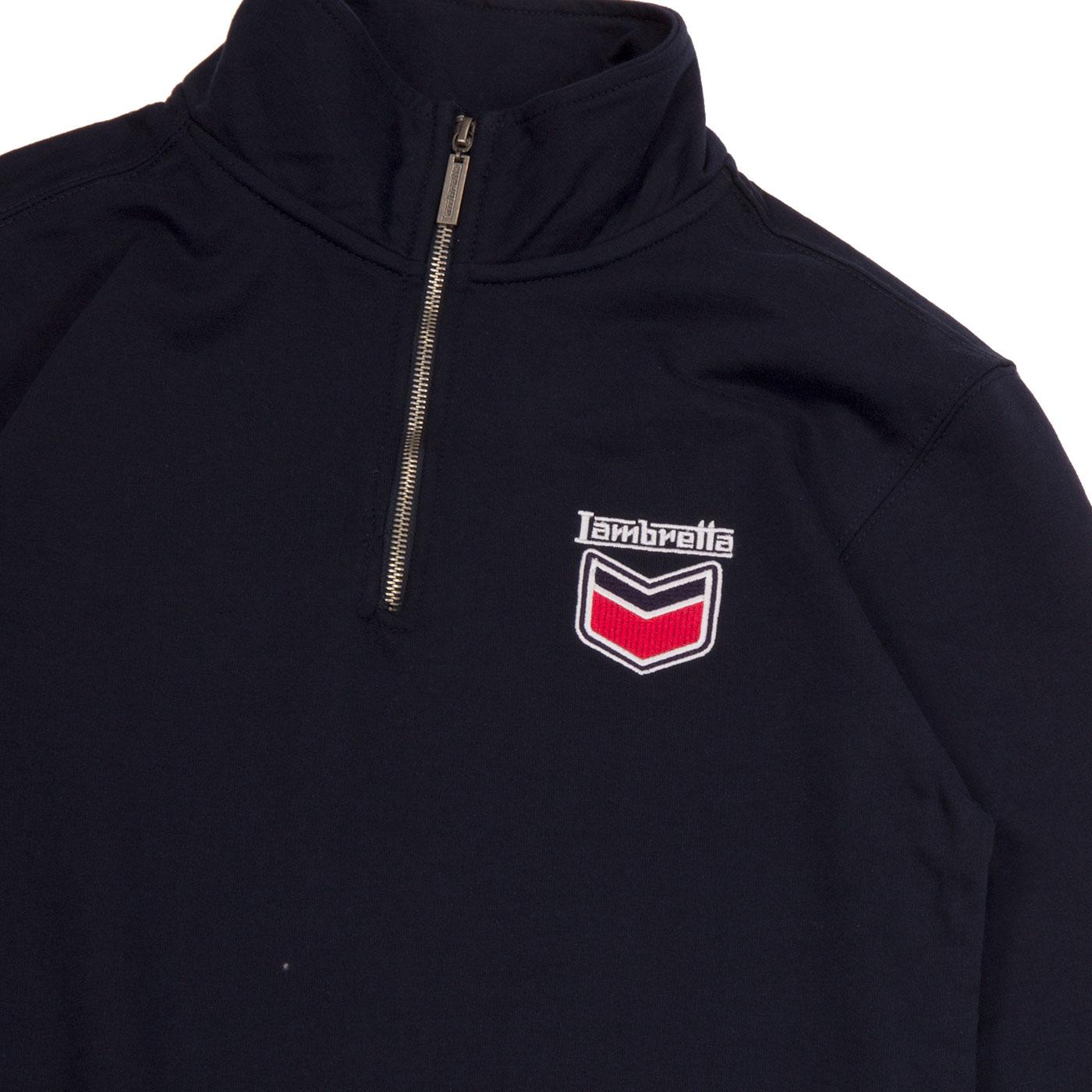 LAMBRETTA Mod Scooter Logo Funnel Neck Track Top Navy