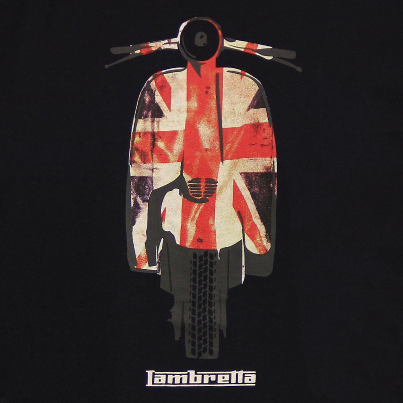 LAMBRETTA Mens Mod Union Jack Flag Scooter T-shirt Navy