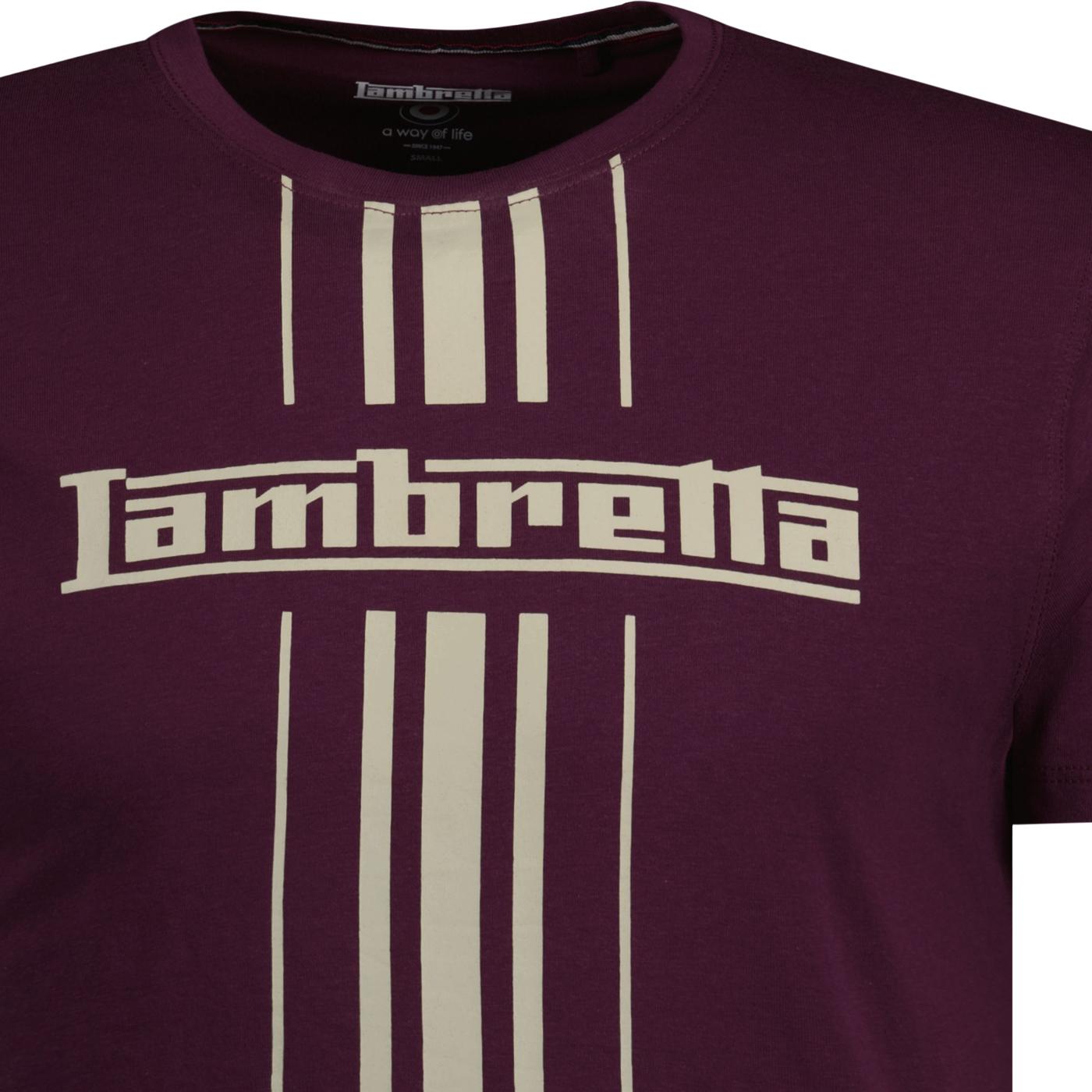 LAMBRETTA Retro Mod Logo Stripe Tee in Grape
