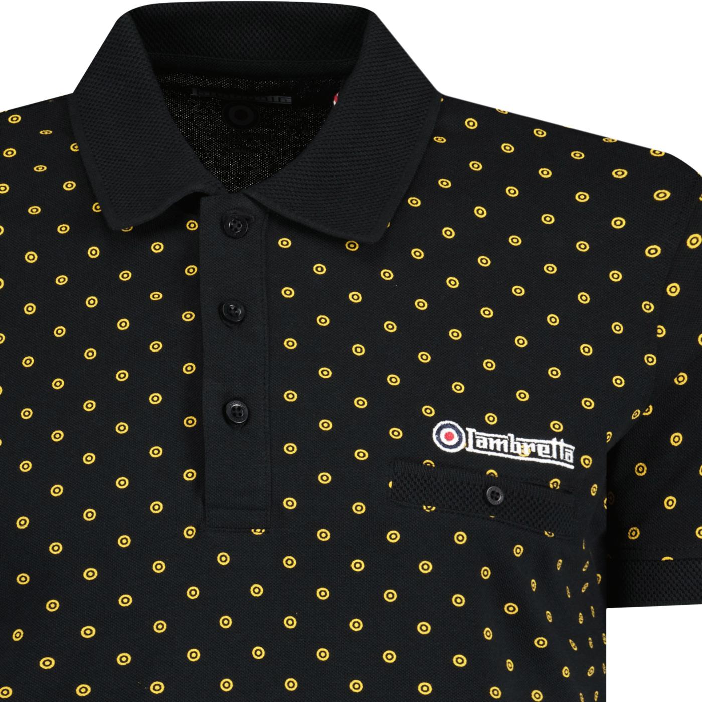 Lambretta Retro Mod Target Polo Shirt in Black and Gold