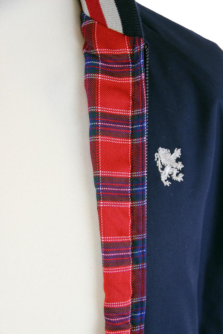 LAMBRETTA Retro Indie Mod Stripe Trim Monkey Jacket in Navy