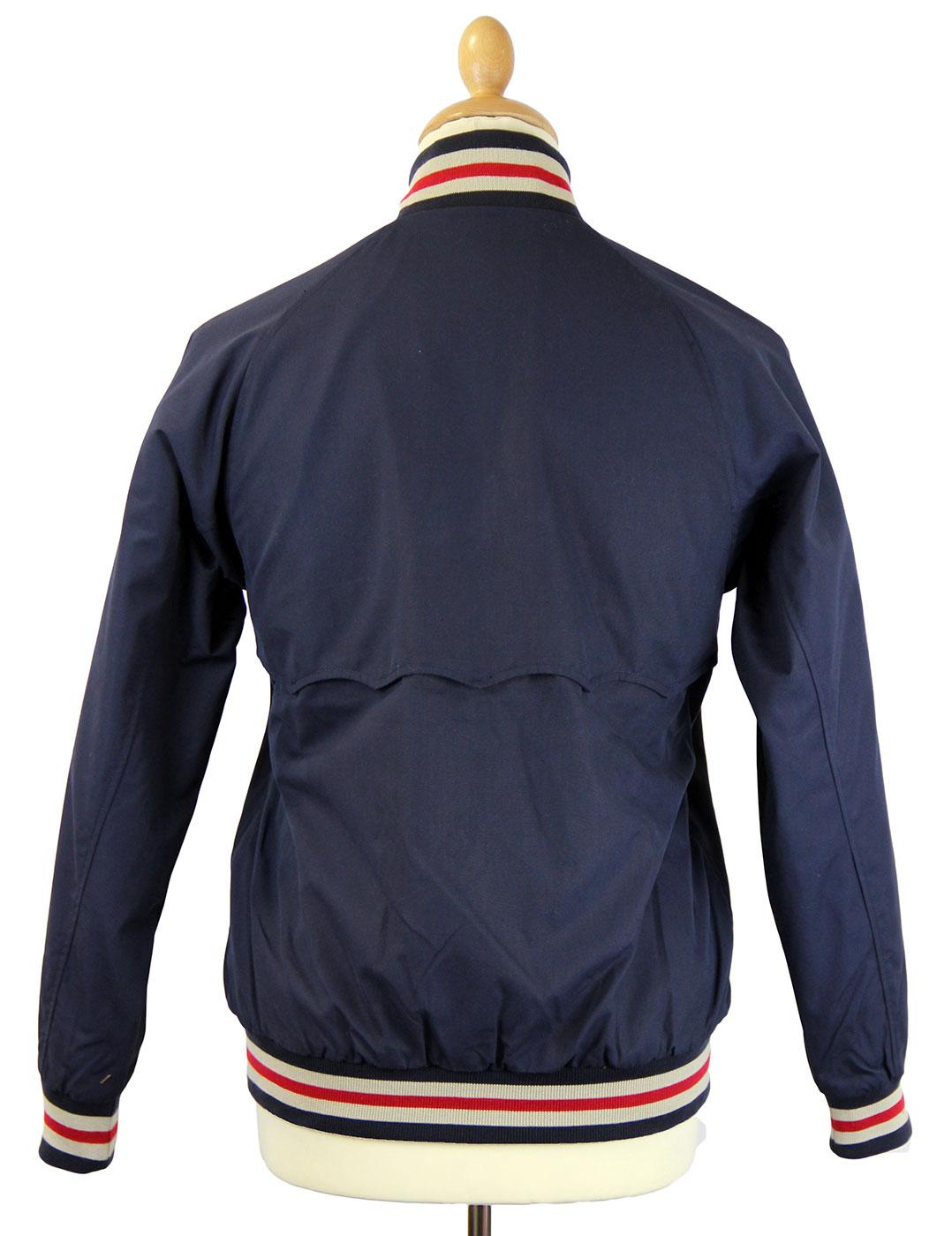 LAMBRETTA Retro Indie Mod Stripe Trim Monkey Jacket in Navy