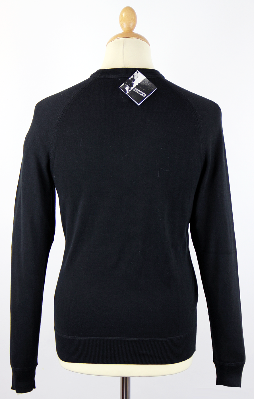 LAMBRETTA Retro Sixties Mod Racing Stripe Jumper Black