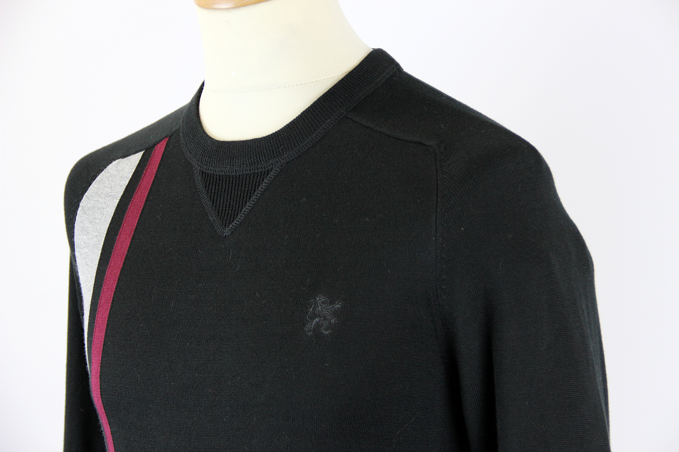 LAMBRETTA Retro Sixties Mod Racing Stripe Jumper Black