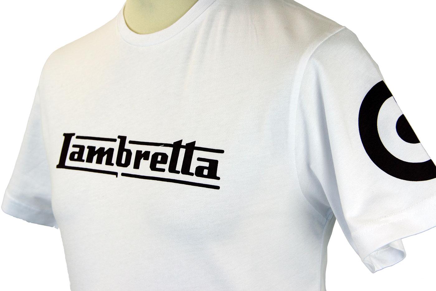 LAMBRETTA Retro 60s Mod Target Sleeve Logo T-Shirt White