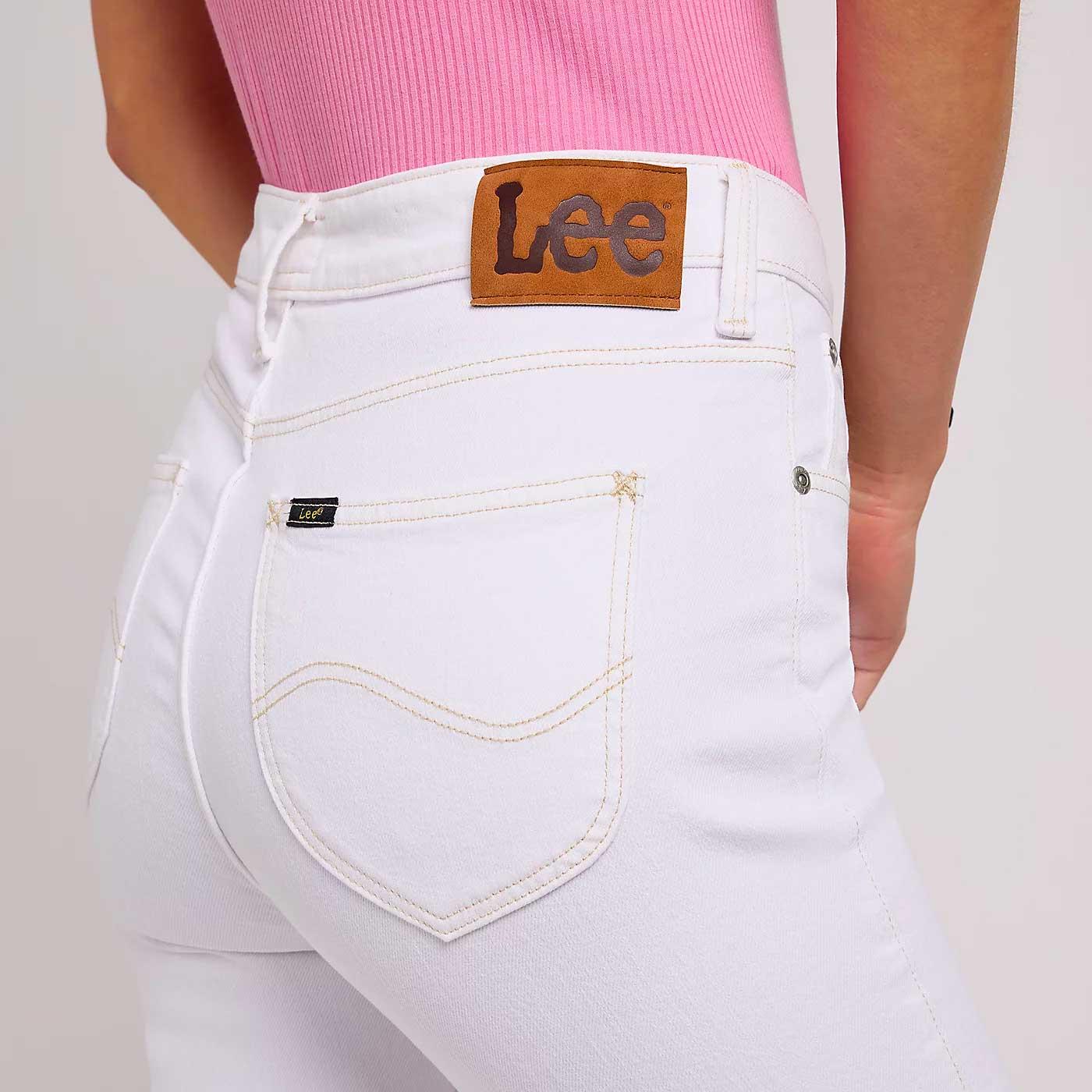 Lee Breese Women retro 70s White Slim Fit Flared Denim Jeans