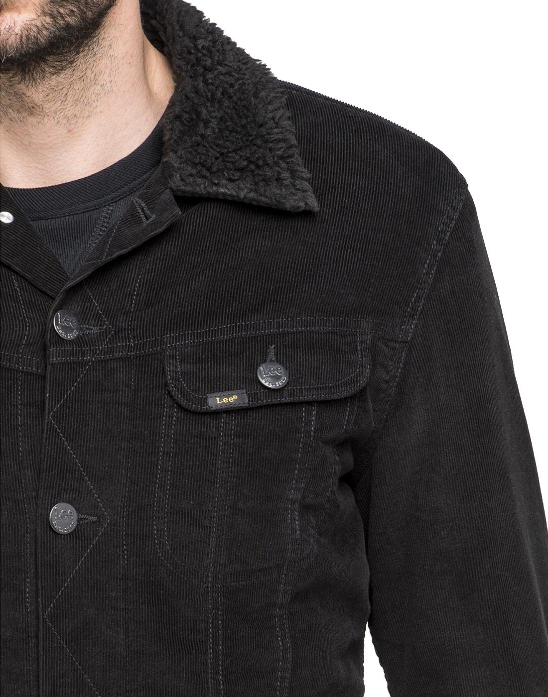 LEE JEANS Sherpa Collar Rider Cord Western Jacket in Black