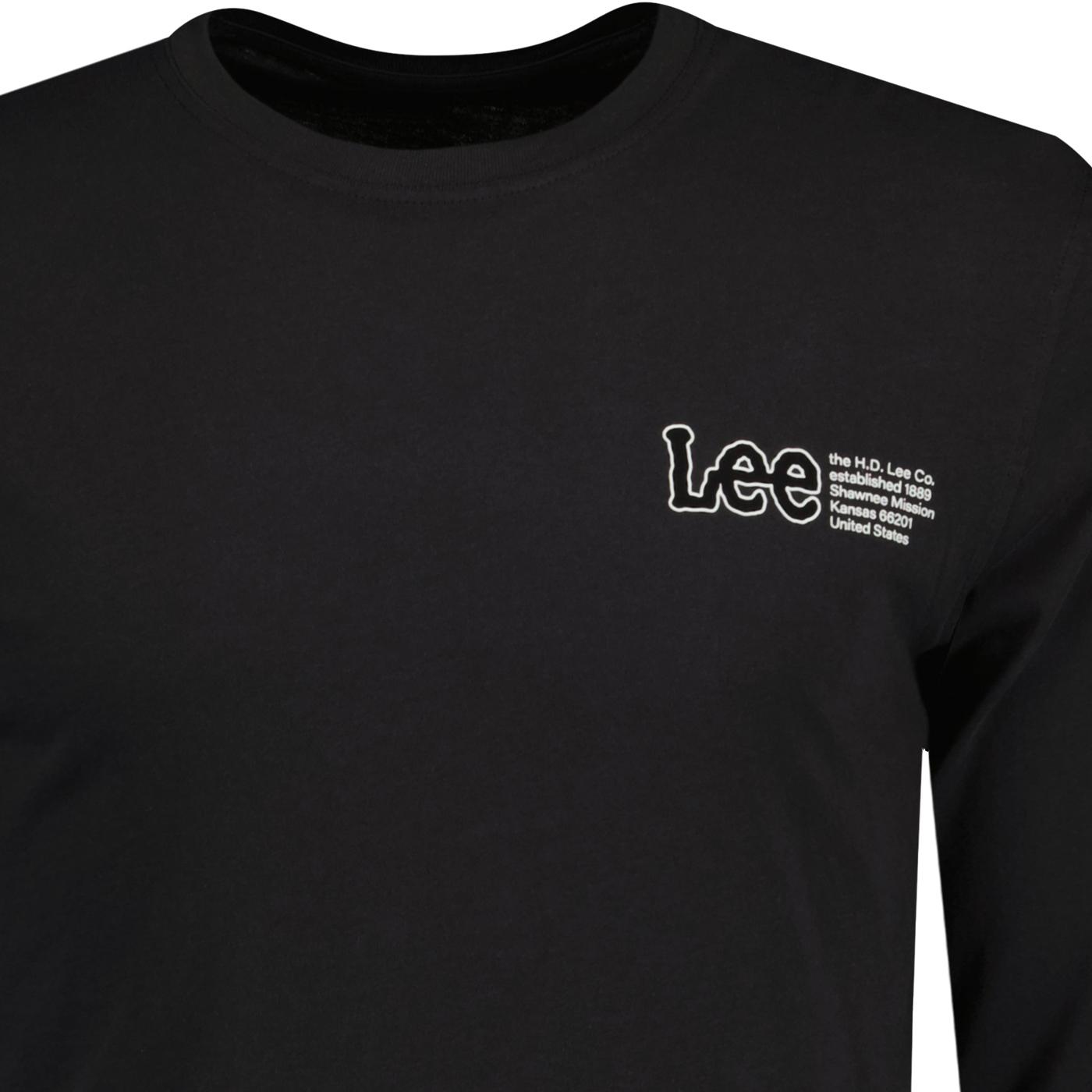 Lee Jeans Retro '80s L/S Logo Tee in Washed Black
