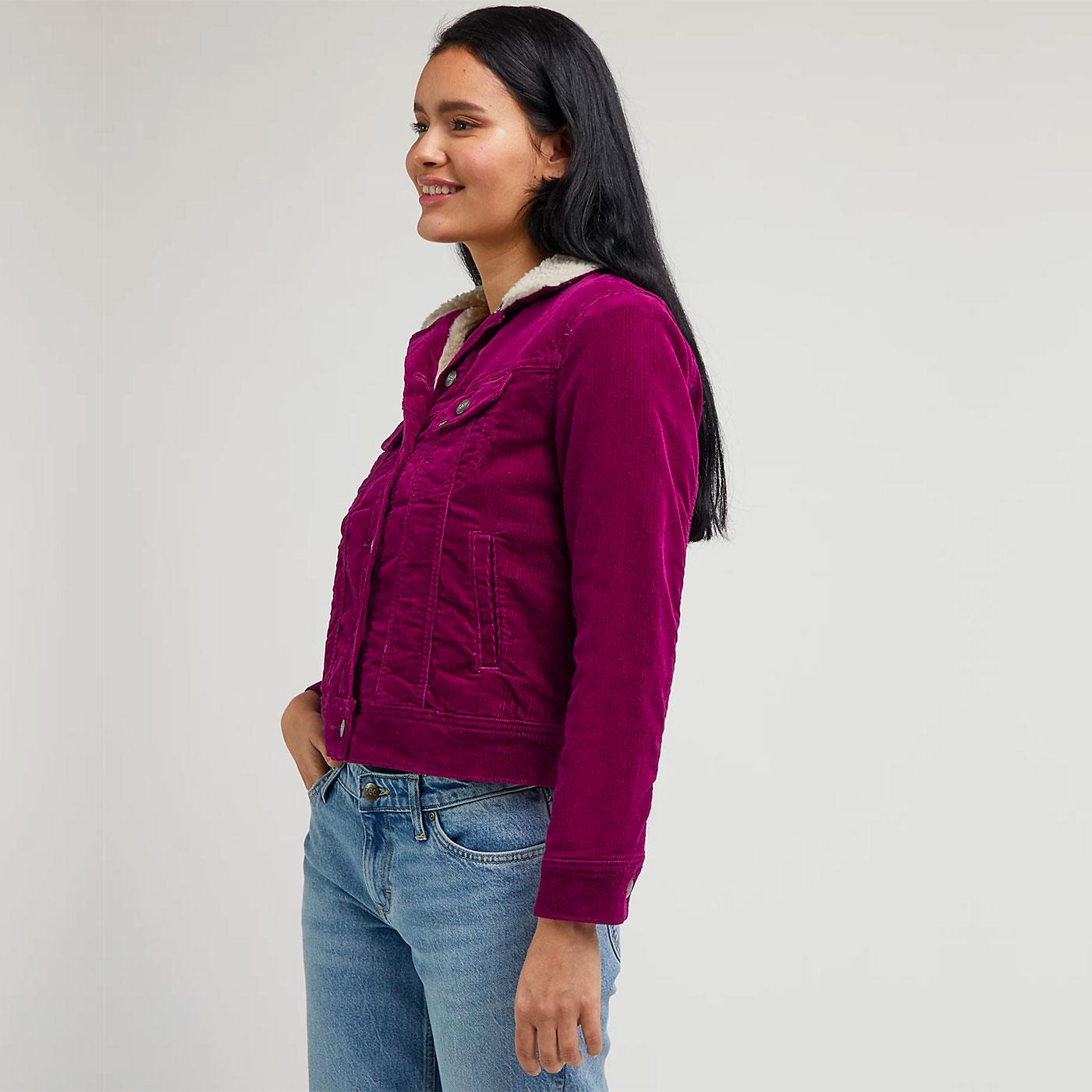 Lee Women's Retro Corduroy Sherpa Rider Jacket in Foxy Violet