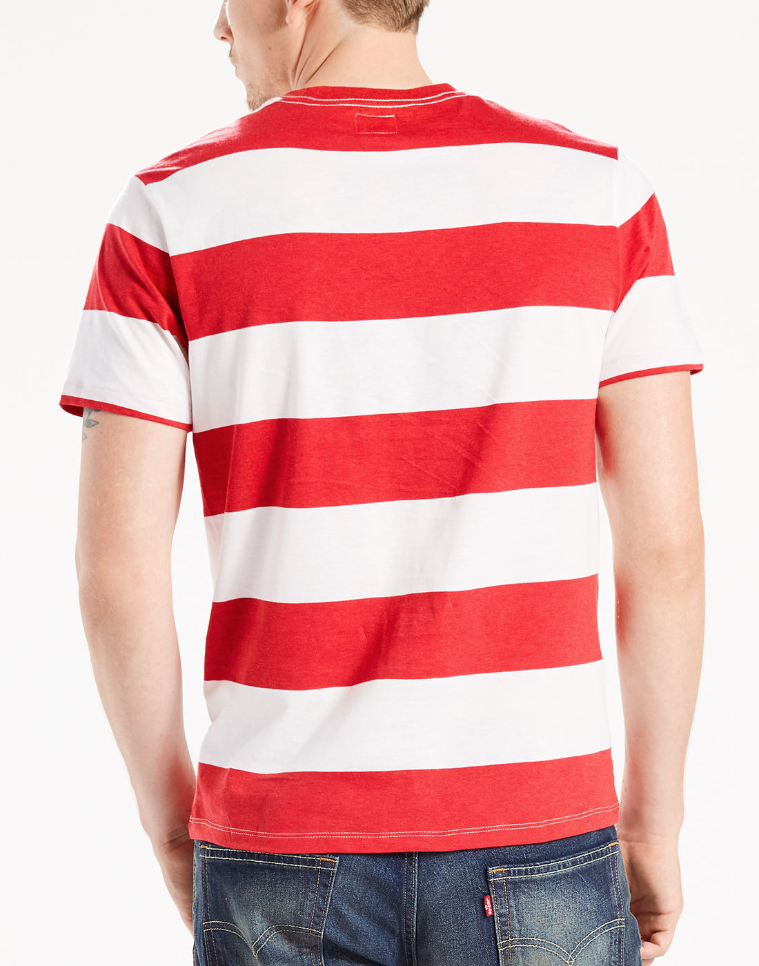 LEVI'S® Men's Retro Mod Block Stripe Sunset Pocket T-Shirt in Red