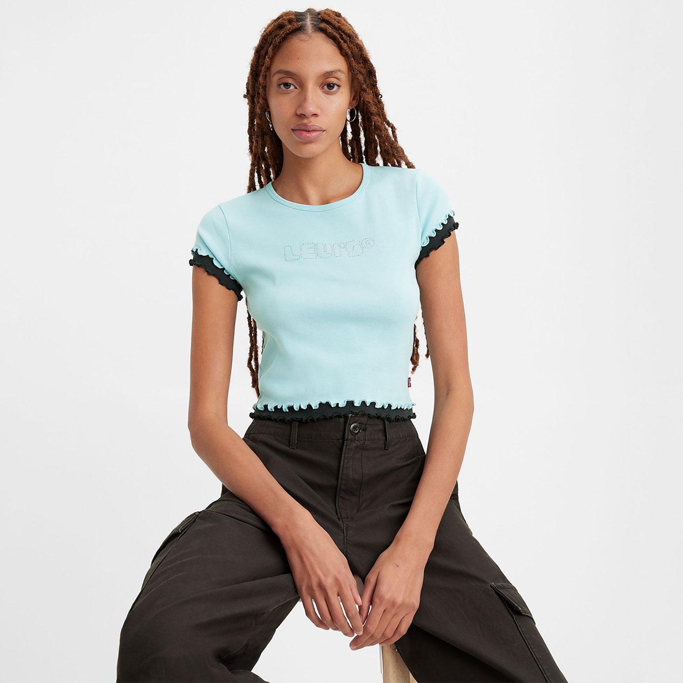 Levi Women's Retro 90s Rave Cropped Layer Tee Crystal Blue