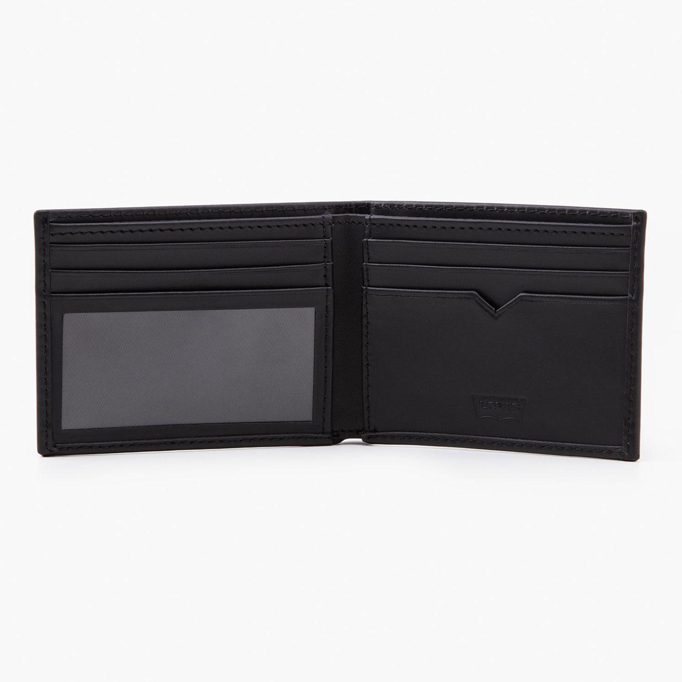 Levi's® Full Grain Leather Retro Batwing Bifold ID Wallet Black