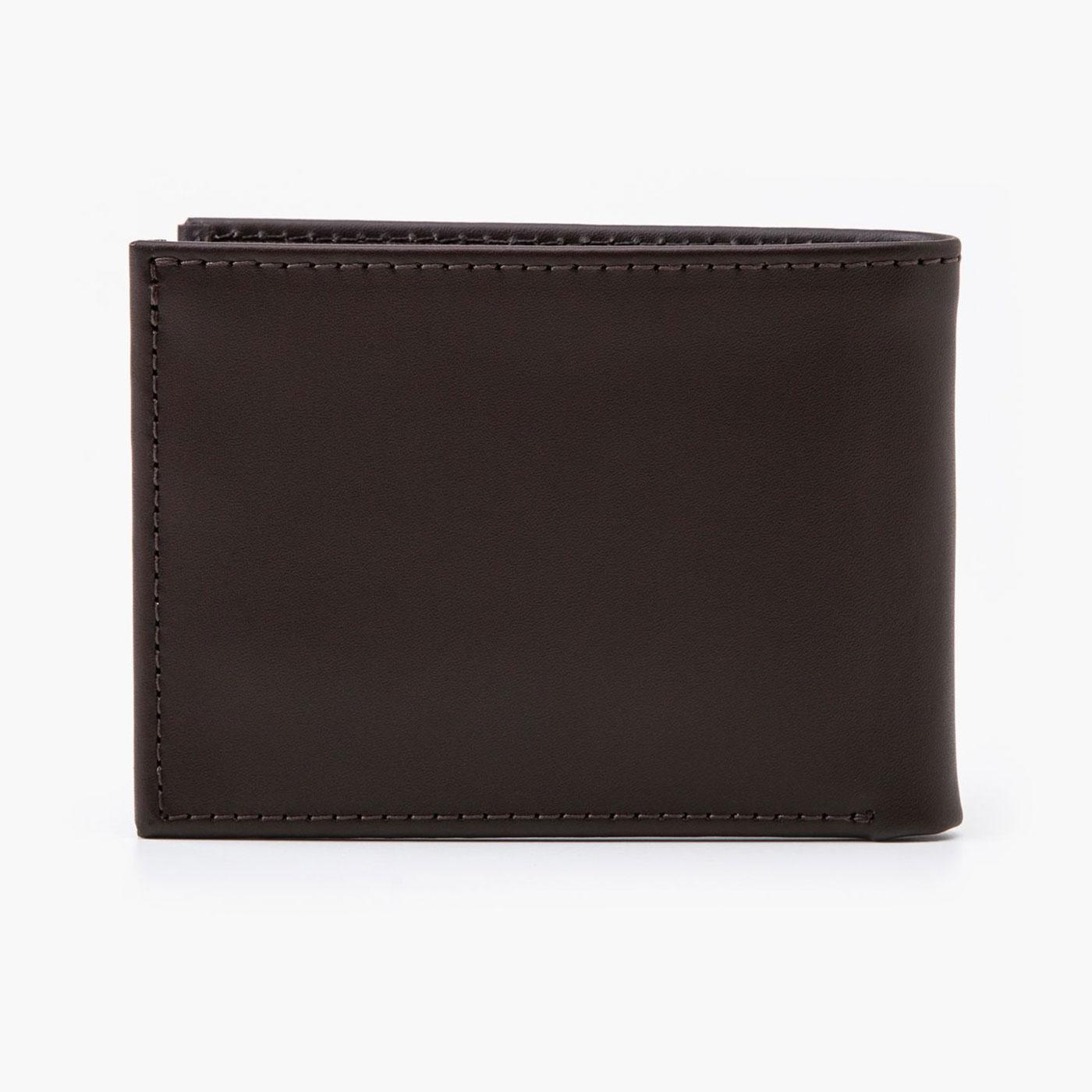 Levi's® Full Grain Leather Retro Batwing Bifold ID Wallet Brown