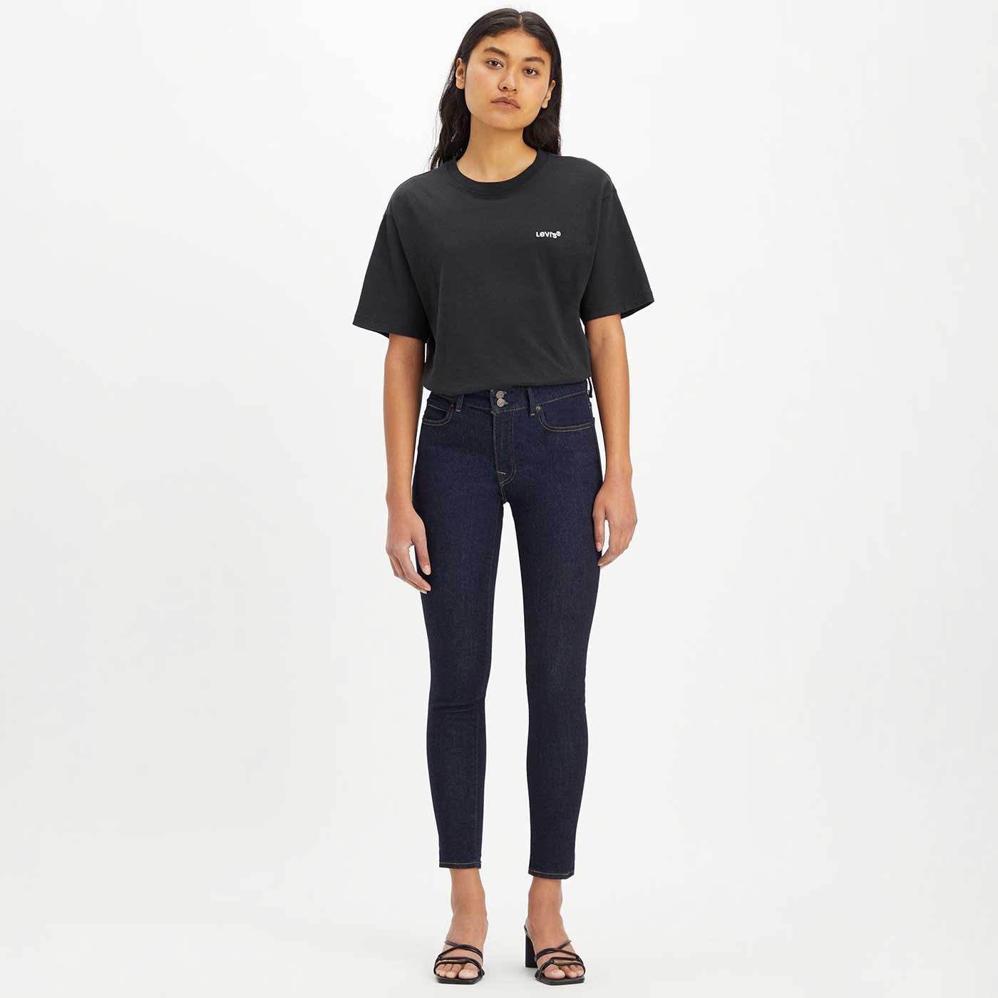 LEVI'S 711 Double Button Retro Skinny Jeans Blue Wave Rinse