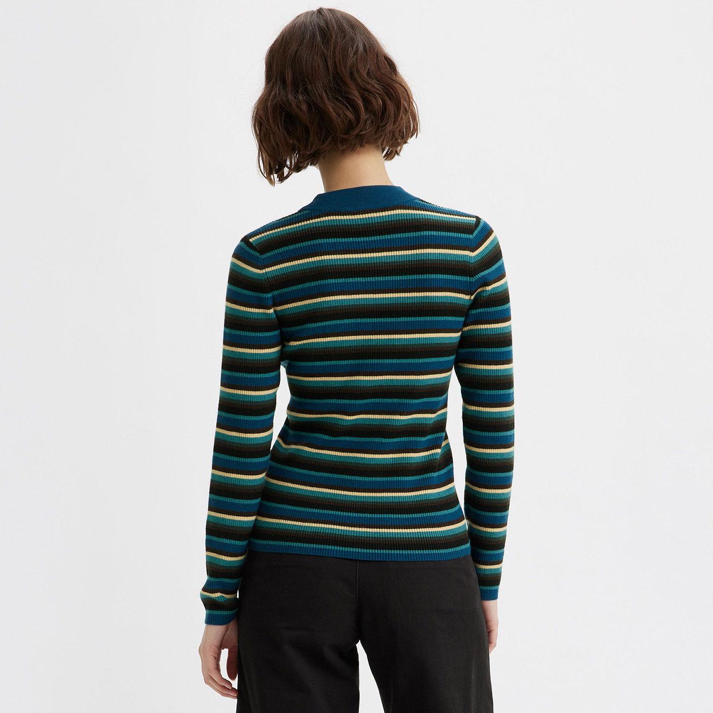 Levi's Women Crewneck Retro Rib Stripe Sweater Gibraltar Sea