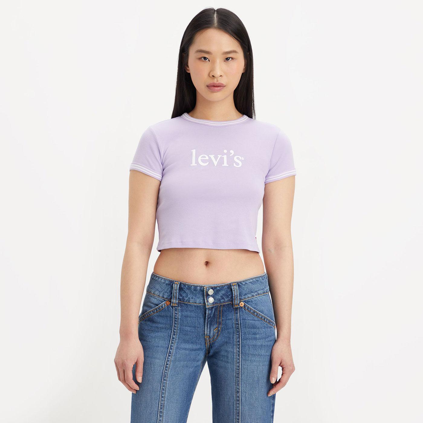 Levi's Women Graphic Retro Ringer Mini Cropped T-shirt in Lilac