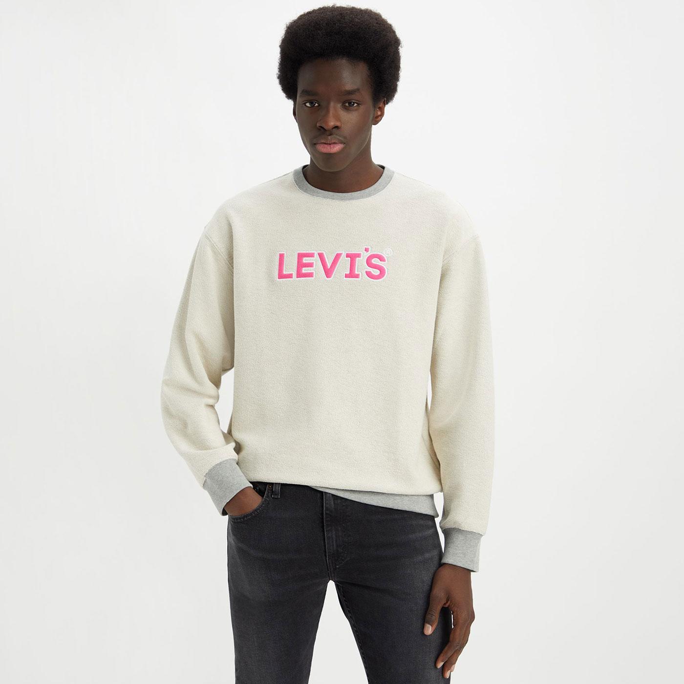 Levi's Retro Relaxed Graphic Crew French Terry Sweatshirt Grey