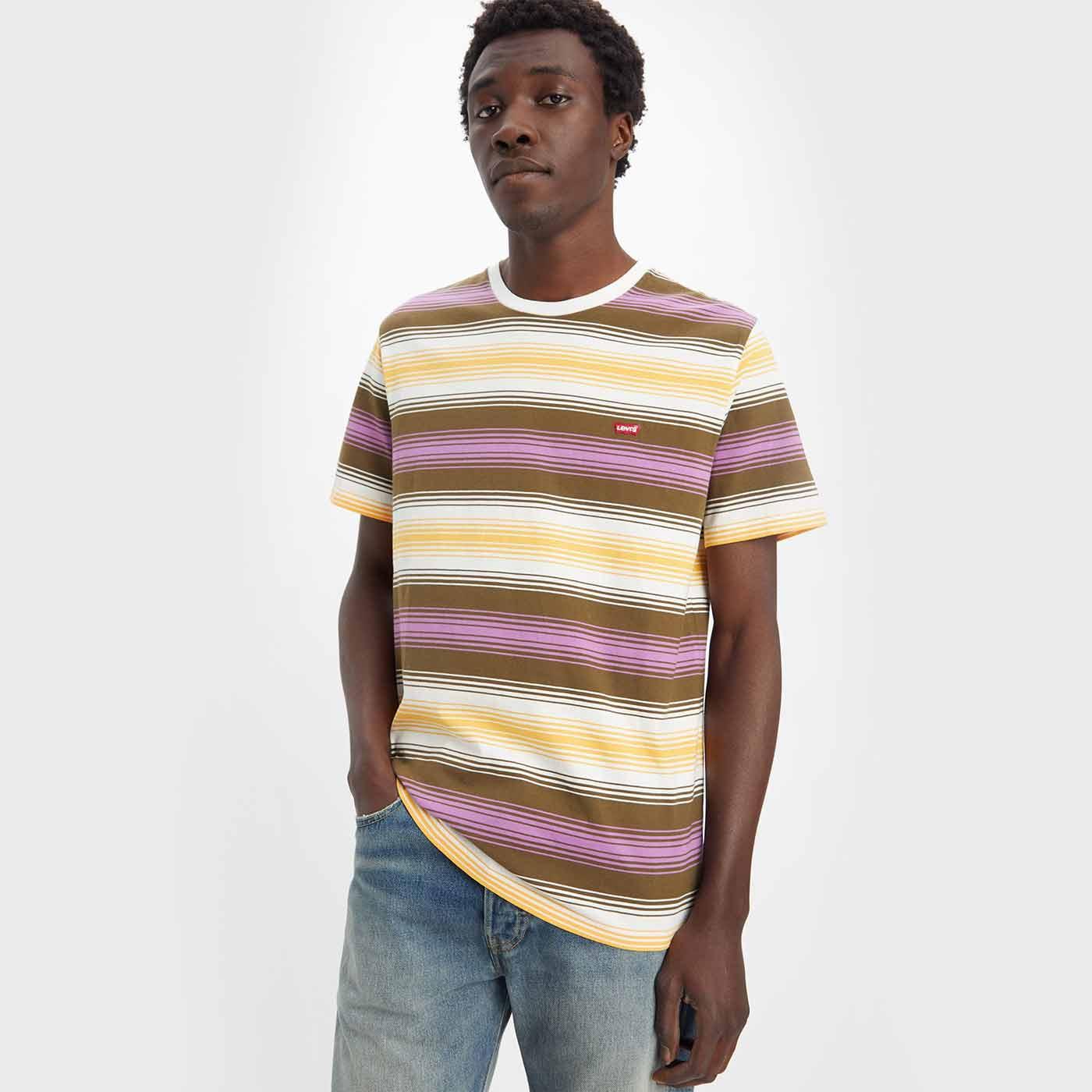 Levi's Original Housemark Fizzy Stripe Retro Crew T-shirt in Ecru