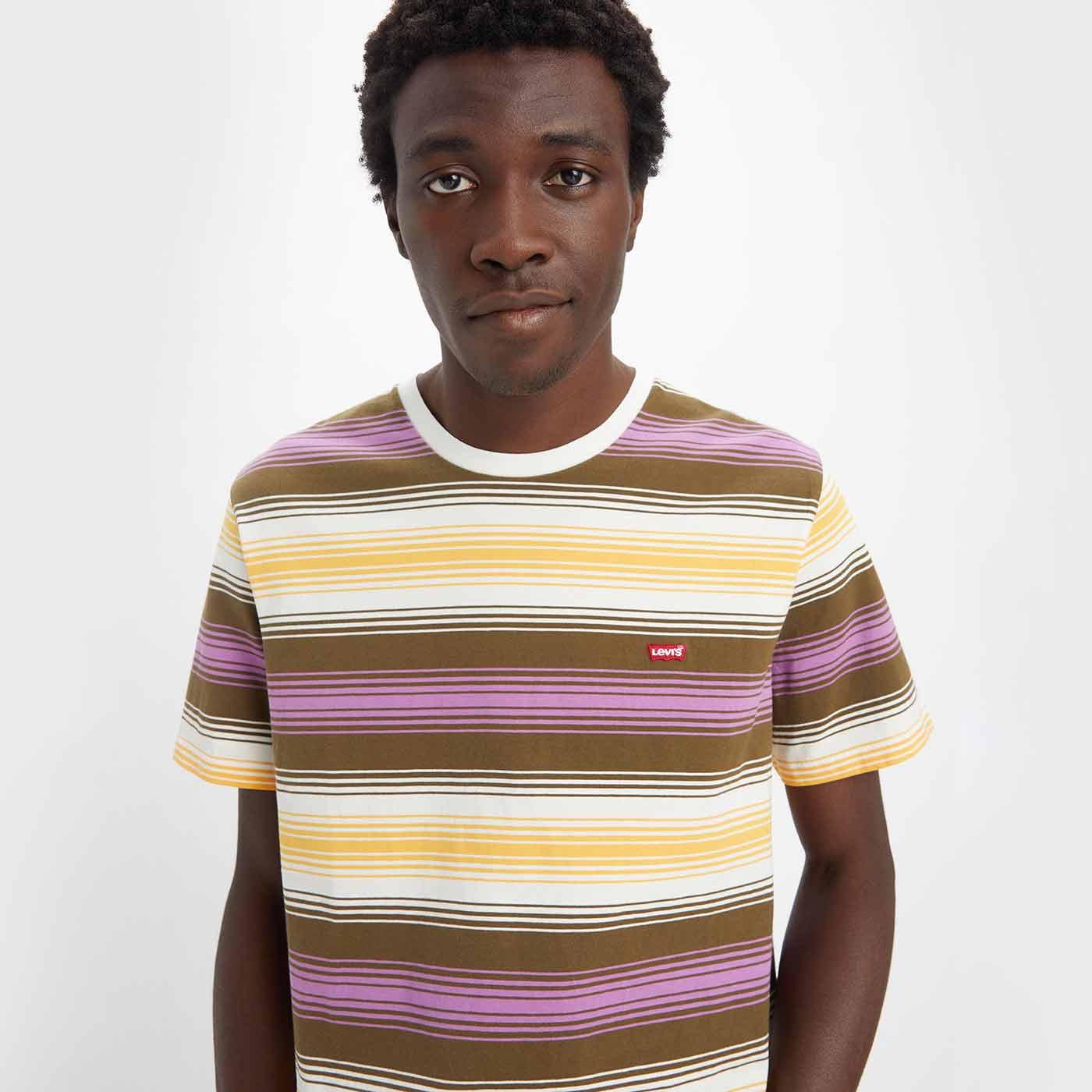 Levi's Original Housemark Fizzy Stripe Retro Crew T-shirt in Ecru
