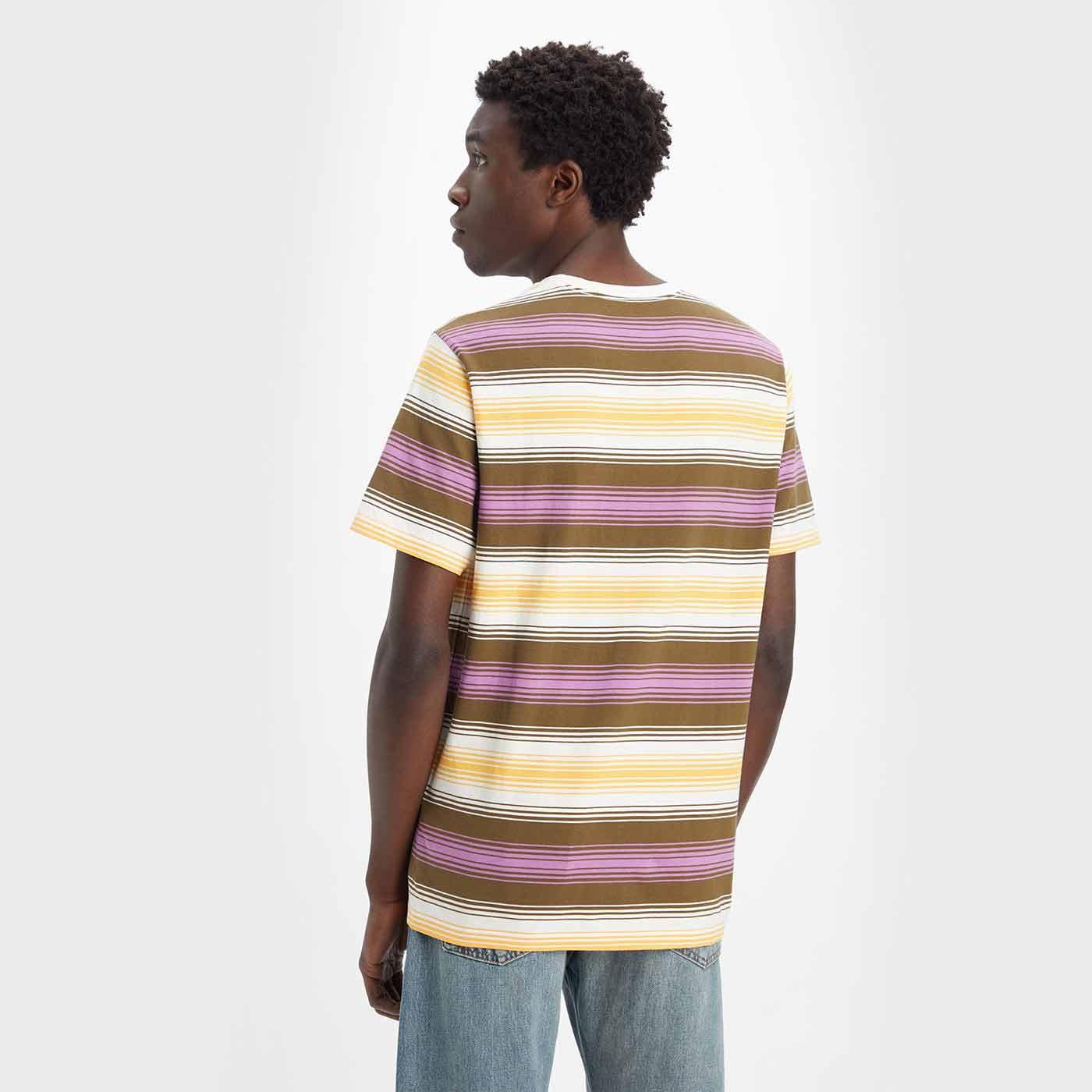 Levi's Original Housemark Fizzy Stripe Retro Crew T-shirt in Ecru