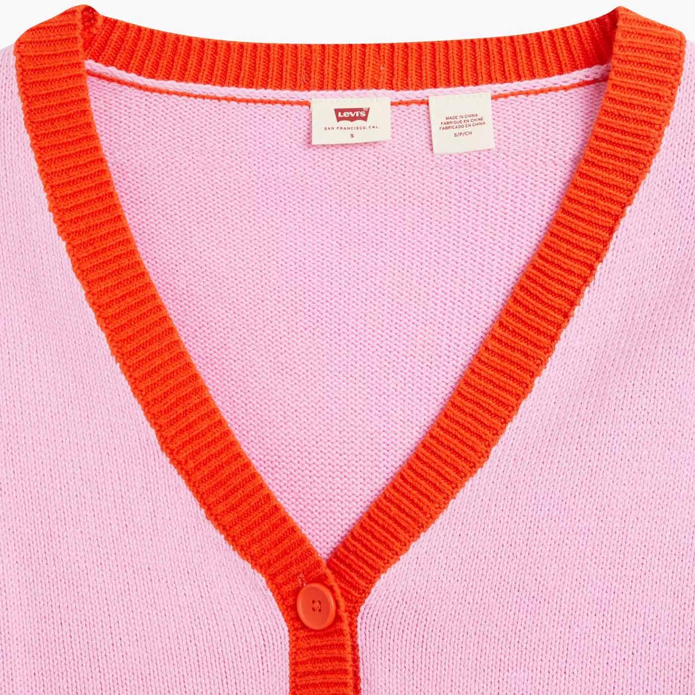 LEVI'S® Josie Retro 70s Knitted V-neck Cardigan Begonia Pink