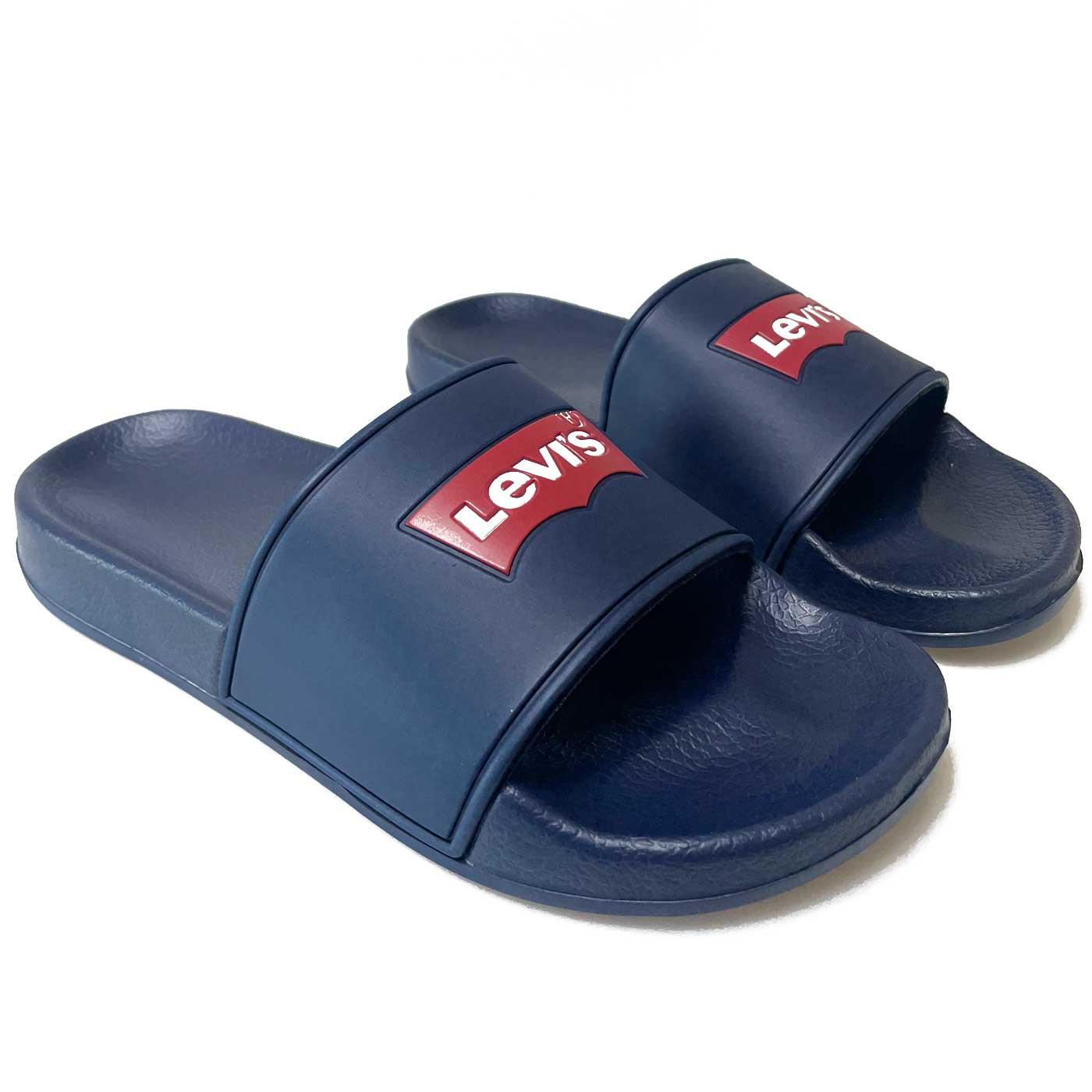 LEVI'S® June Retro 1990s Batwing Beach Sliders in Navy Blue