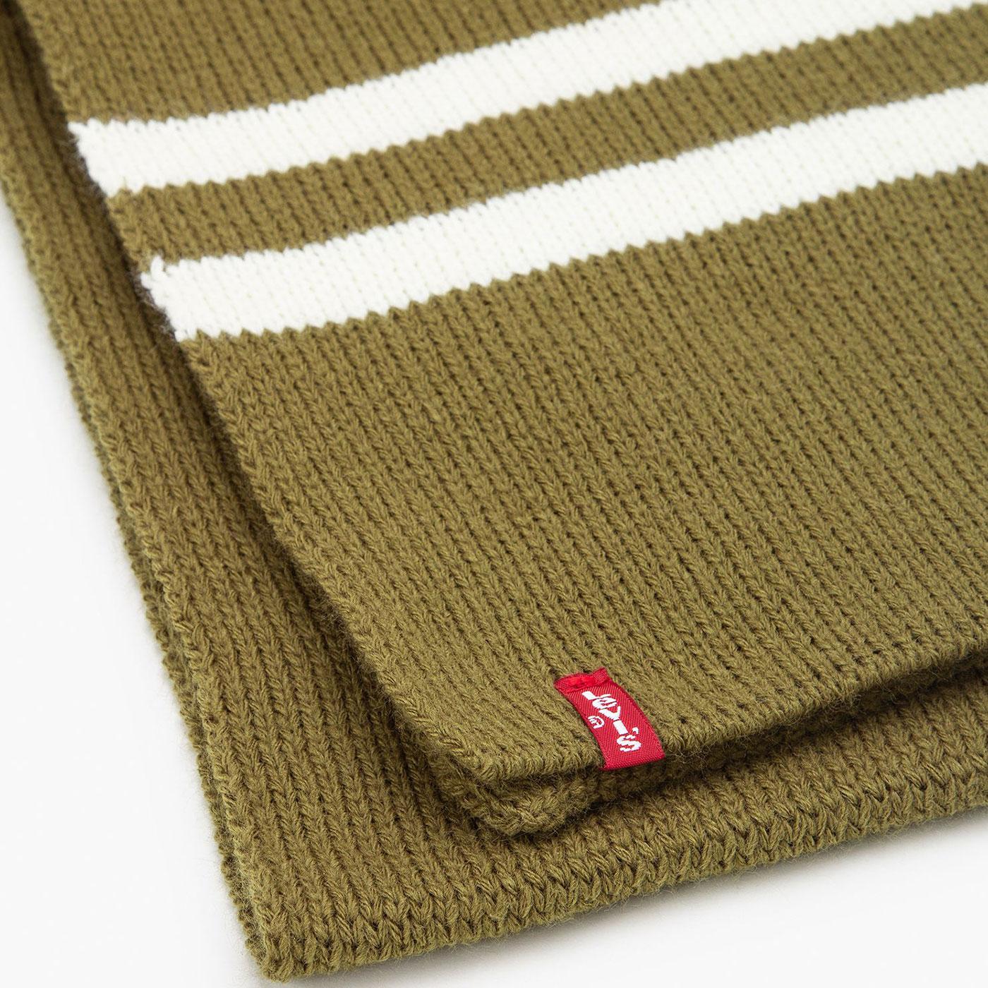 Levi's® Limit Retro Striped Classic Knitted Scarf in Army Green