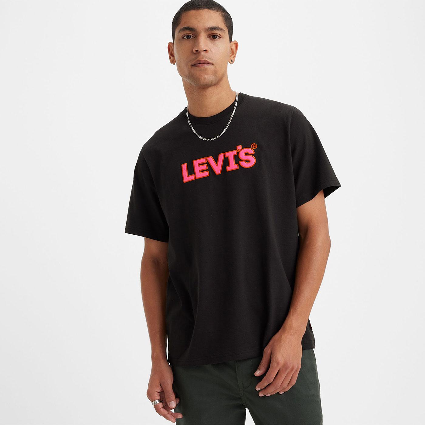 Levi's Retro Relaxed Fit Crew Neck Logo Jersey T-shirt in Caviar