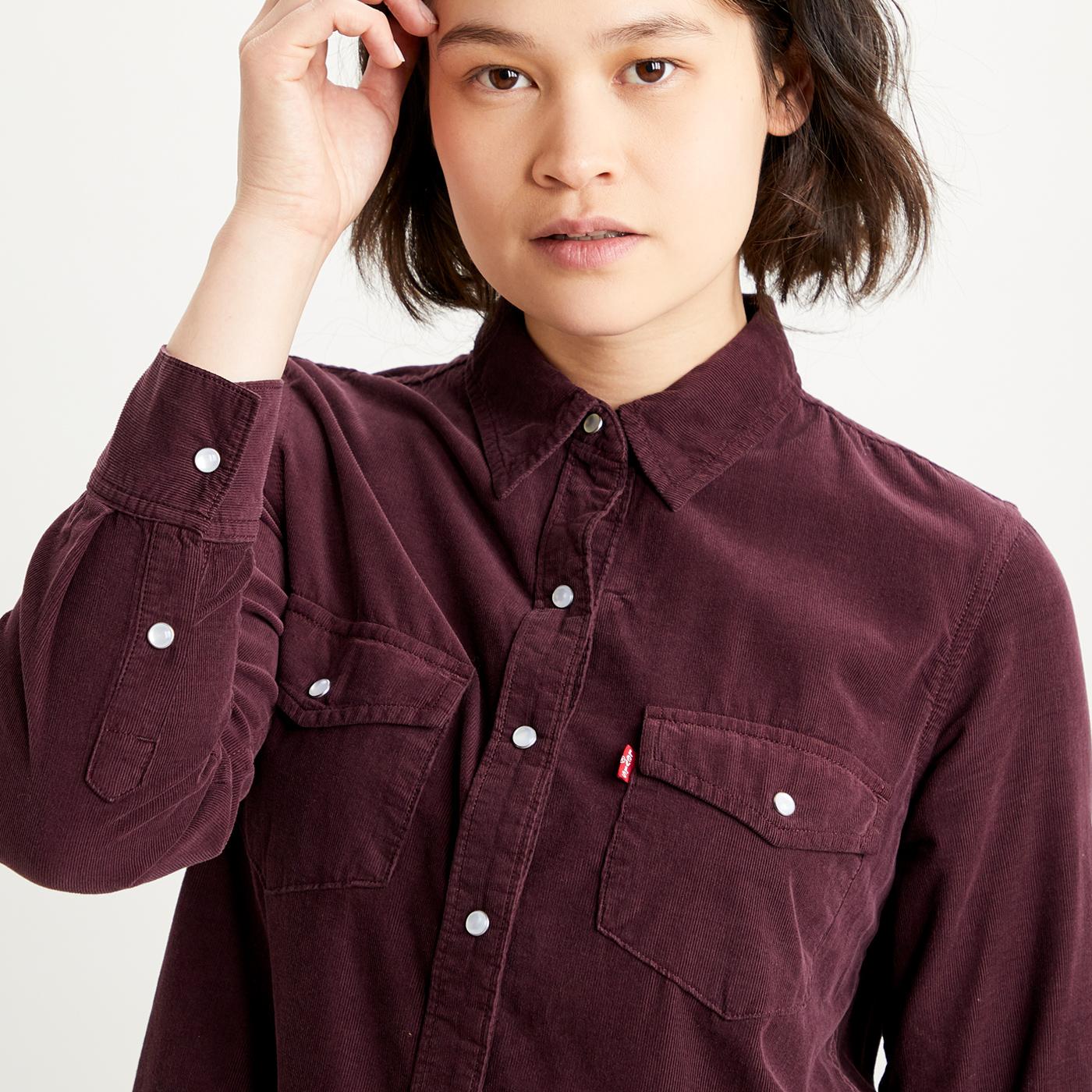 LEVI'S Selma Retro 70s Cord Shirt Dress in Malbec Red