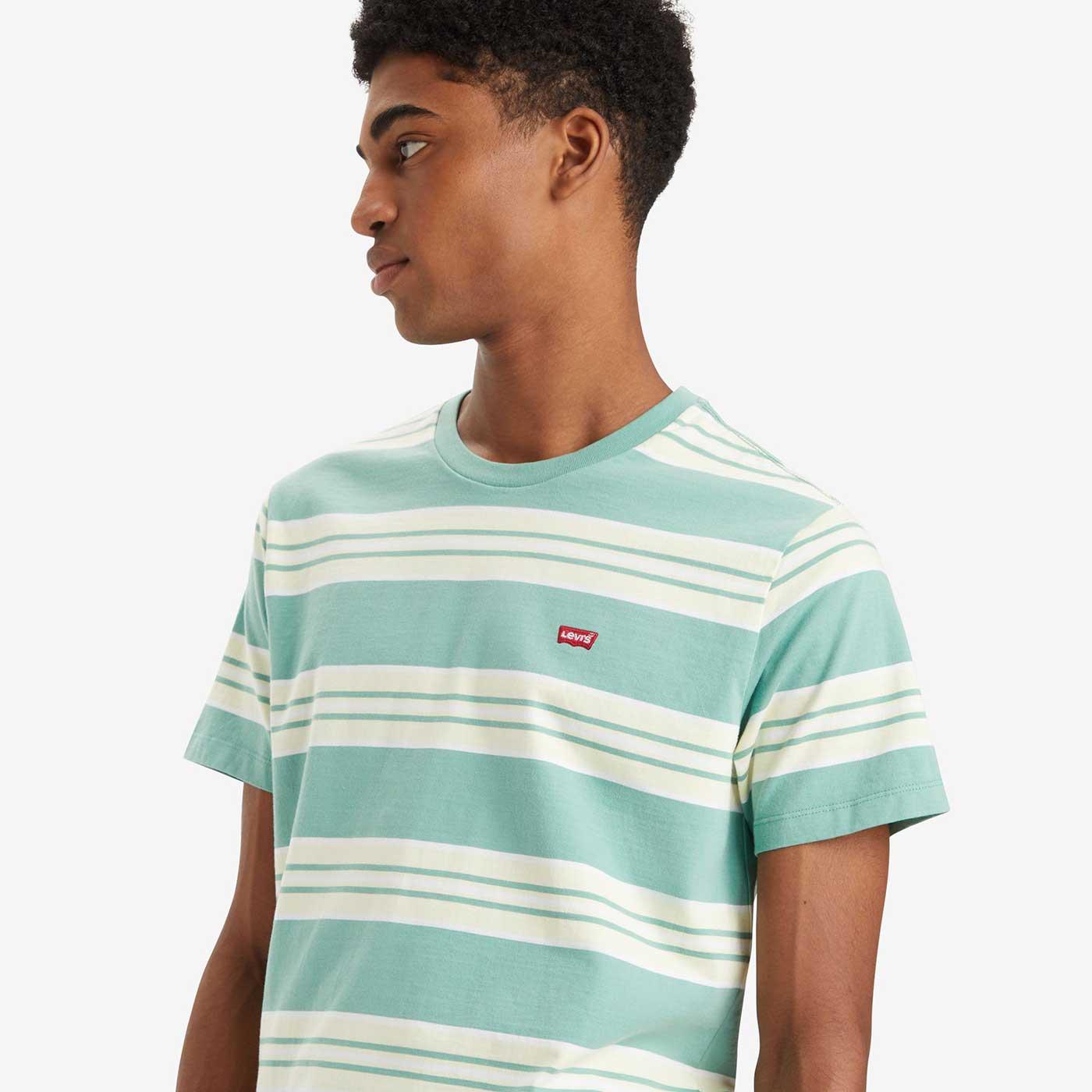 LEVI'S Original Housemark Surfboard Stripe Tee Feldspar Green