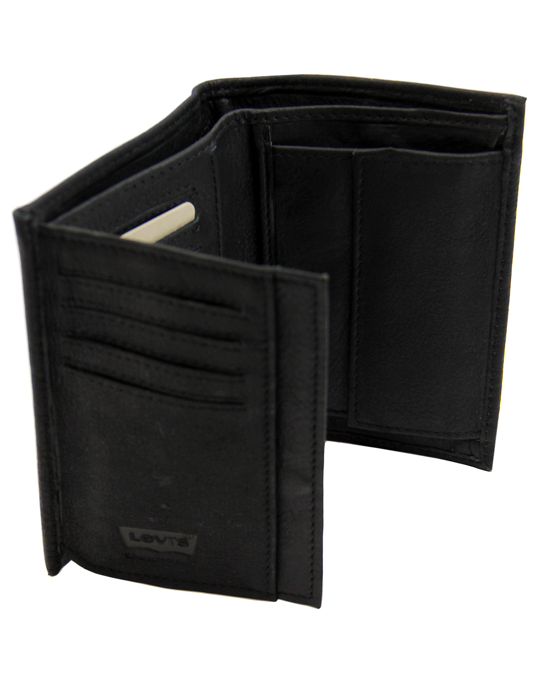 LEVI'S® Retro Trifold Tumbled Leather Wallet in Black