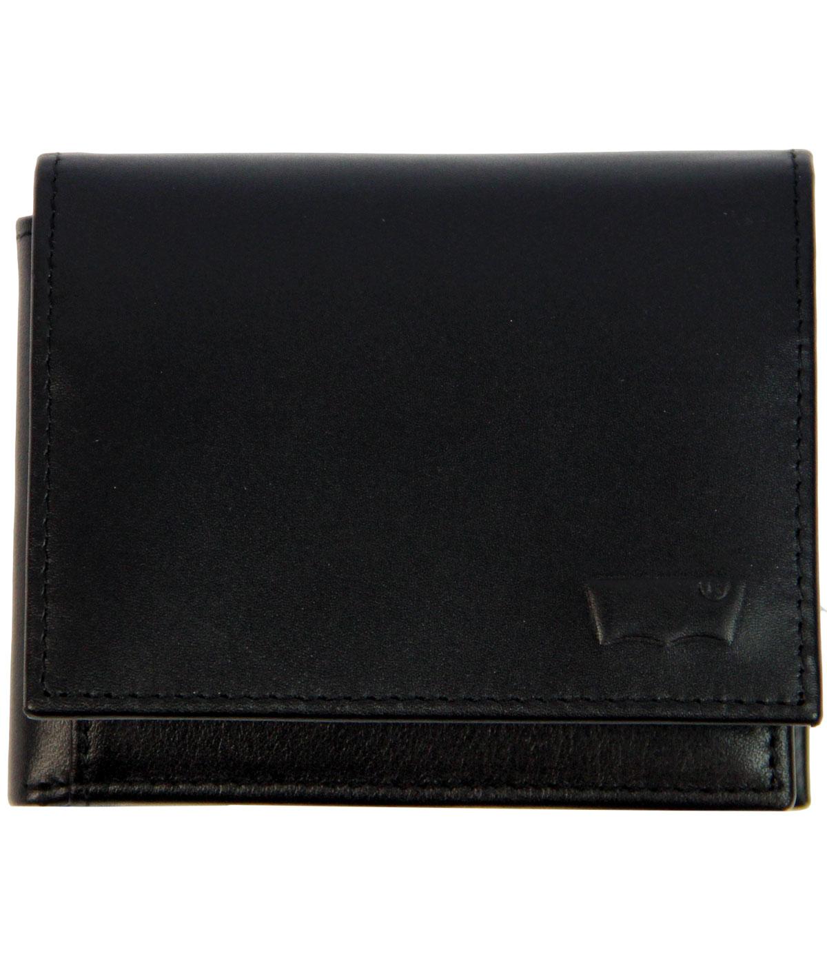 Levi's® Retro Mod Leather Trifold Wallet with Coin Pocket Black