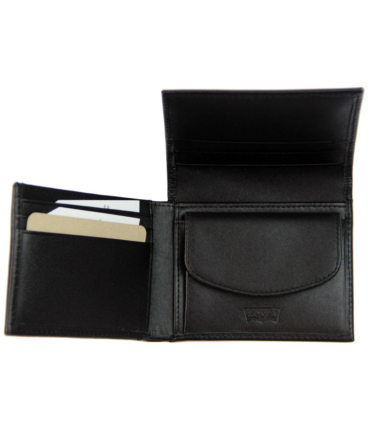 Levi's® Retro Mod Leather Trifold Wallet with Coin Pocket Black