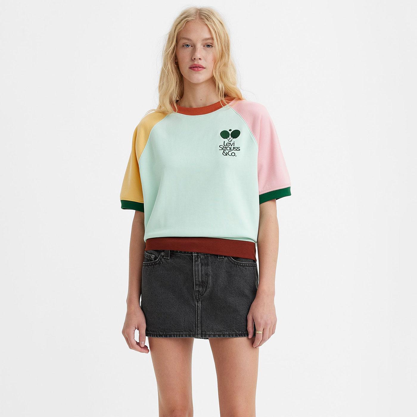 Levi Women retro Graphic Colour Block Sweatshirt in Pastel Blue