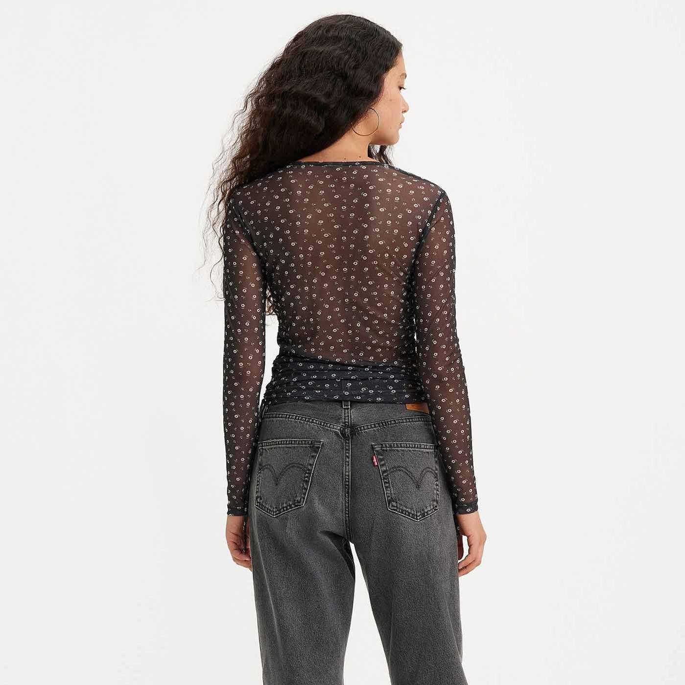 LEVI'S® Ditzy Floral Retro 90s Shear Jewel Mesh Top in Caviar