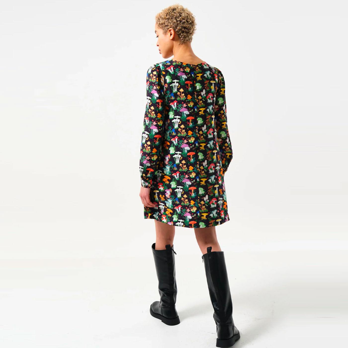 Louche London Didee Toadstool Tales A-line Mini Dress in Black