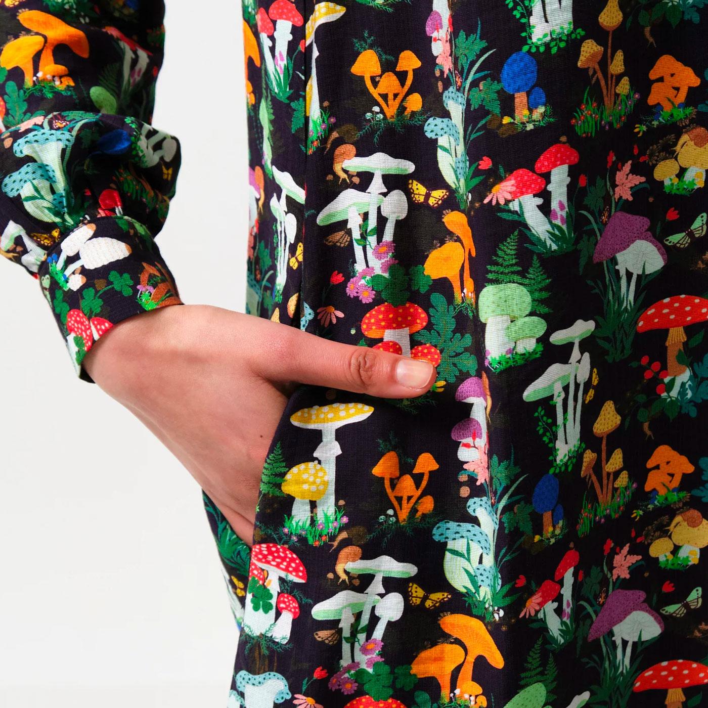 Louche London Didee Toadstool Tales A-line Mini Dress in Black