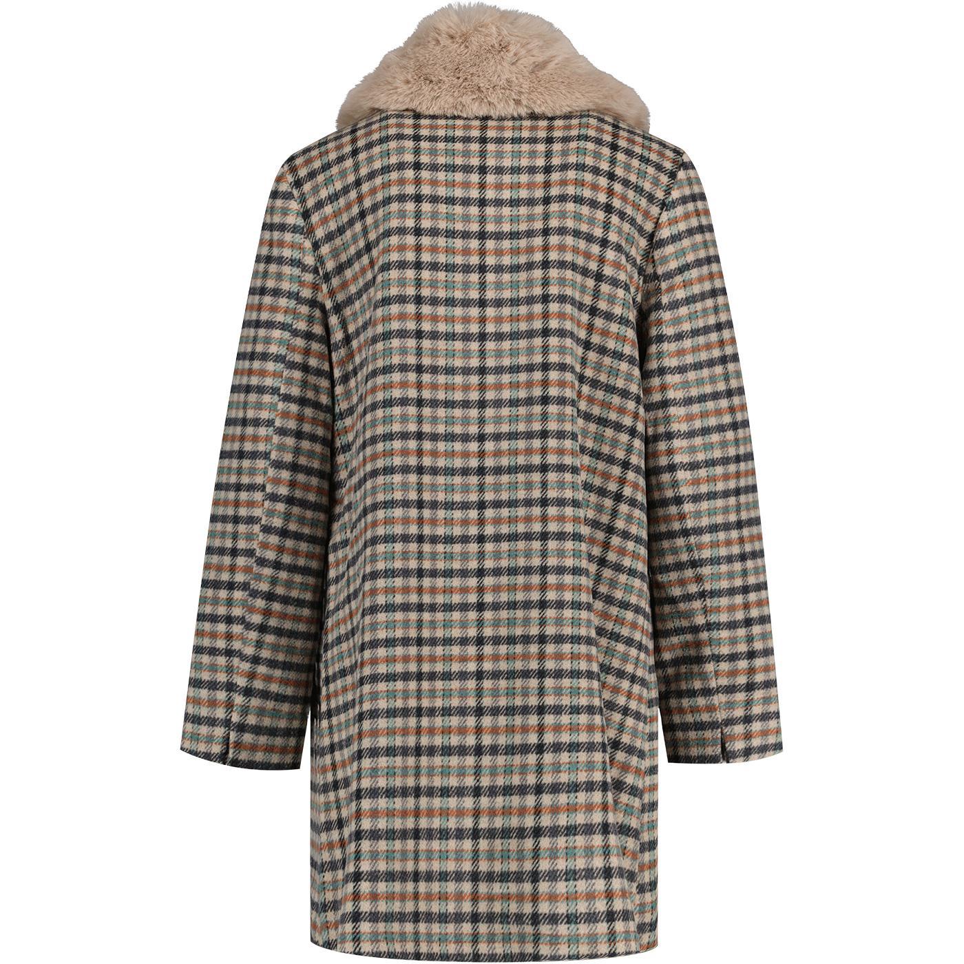Louche London Dryden Wexford Check Swing Coat in Oatmeal