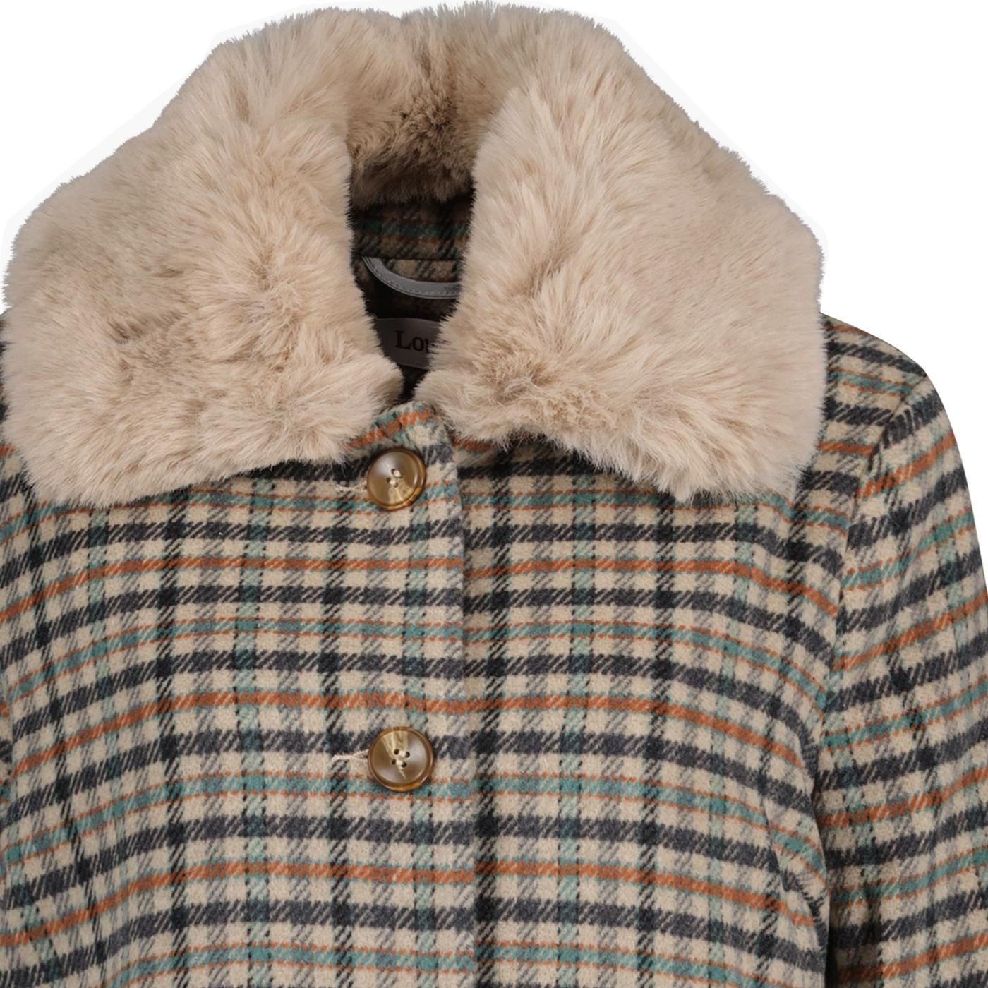 Louche London Dryden Wexford Check Swing Coat in Oatmeal