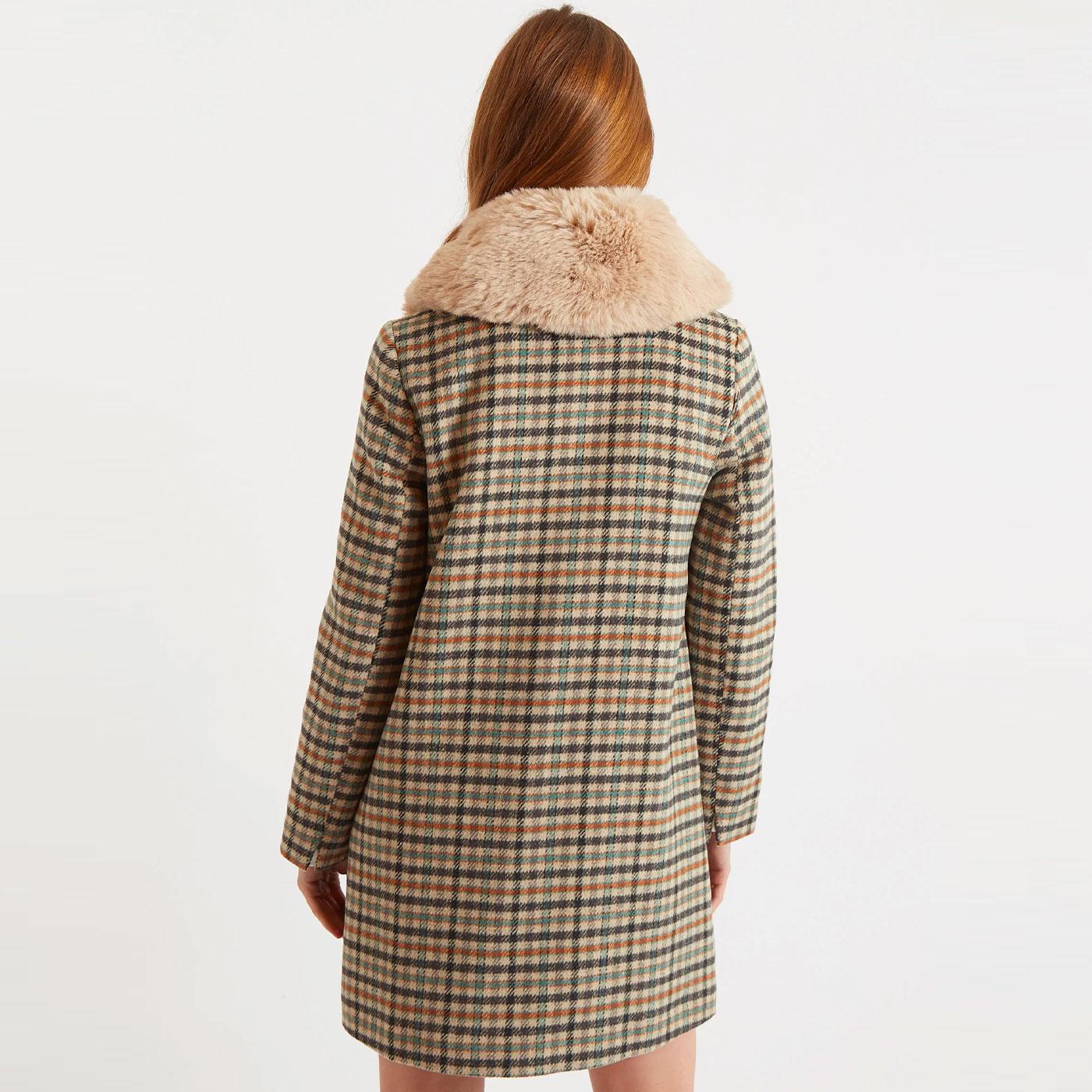 Louche London Dryden Wexford Check Swing Coat in Oatmeal