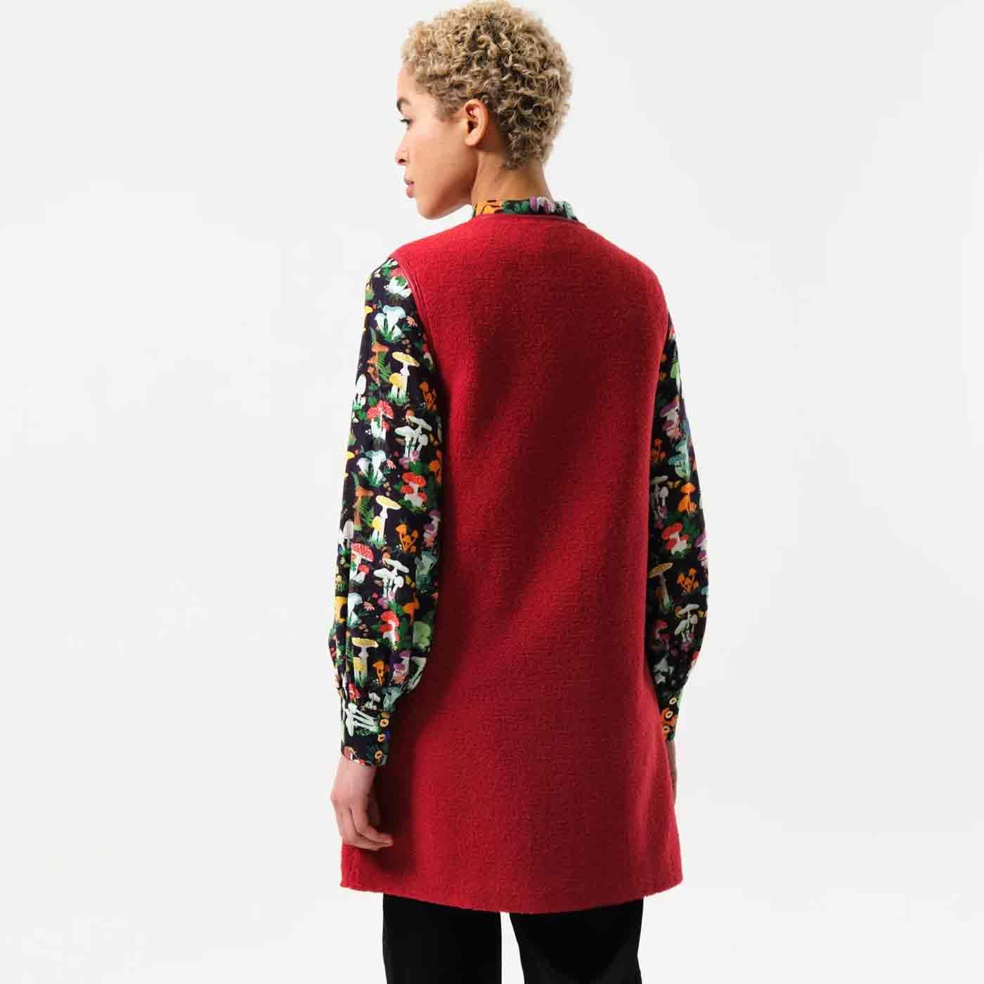 Louche London Cathel-Borg Retro 60s Longline Waistcoat in Red