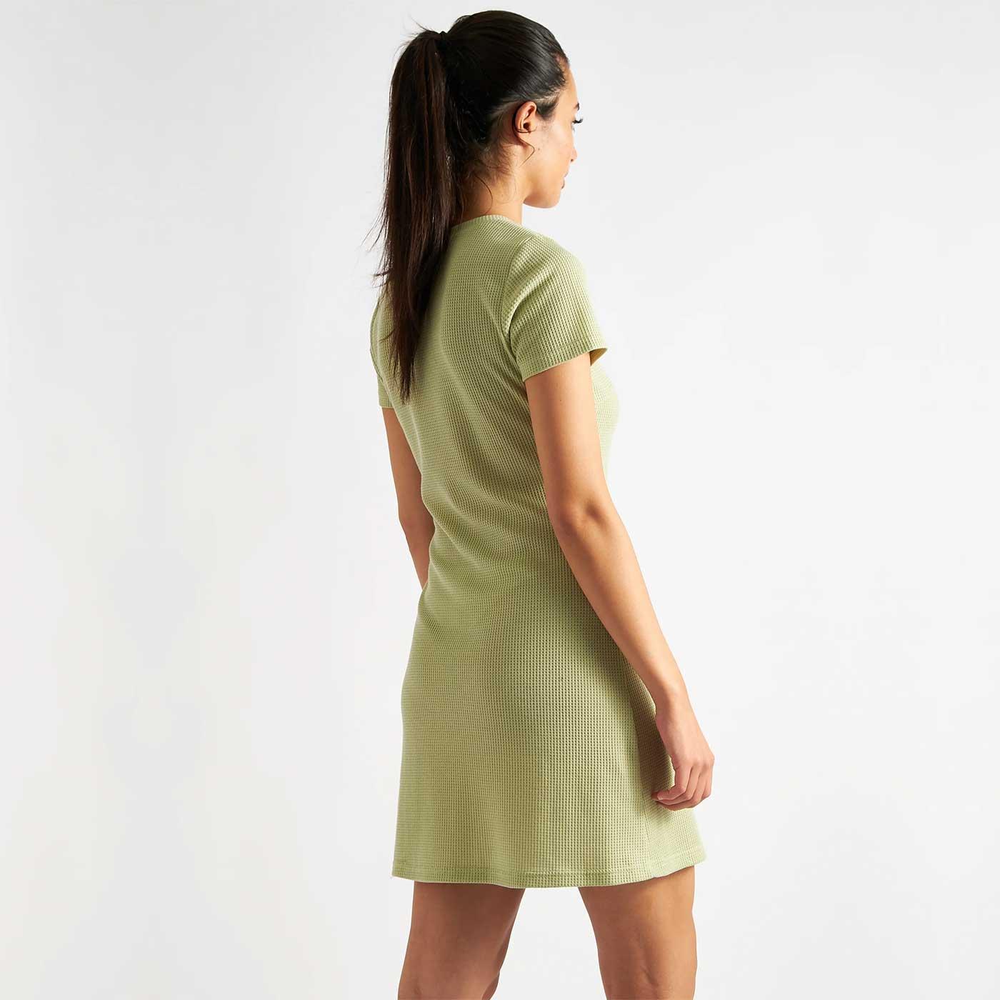 Louche London Sam Waffle Knit V-neck Mini Dress in Pistachio