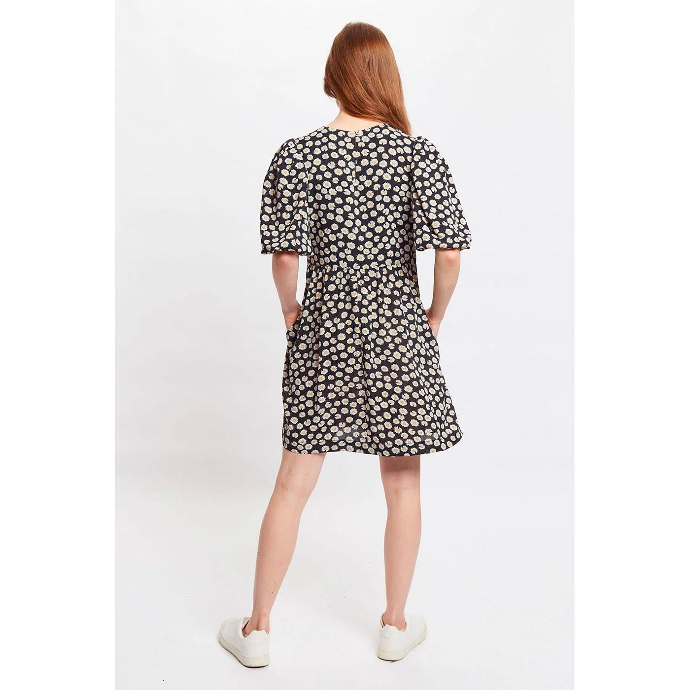 LOUCHE LONDON Nacera Retro Daisy Dancer Mini Dress in Black