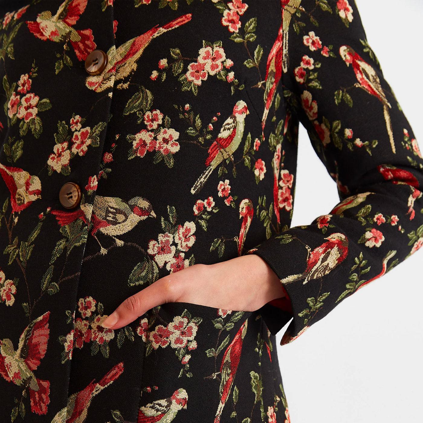 LOUCHE London Dryden Tweet Jacquard Retro 60s A-line Coat