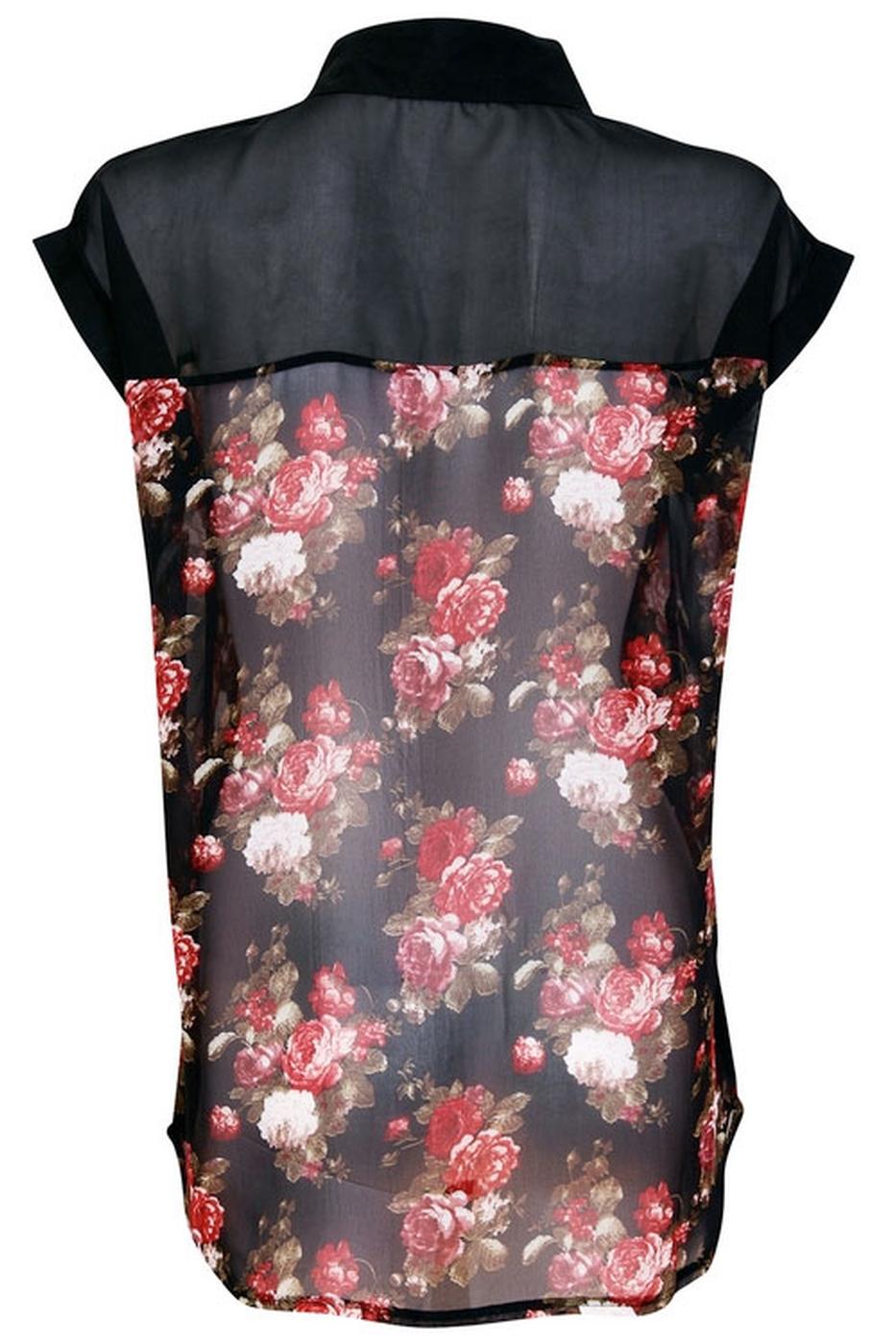 Lovestruck 'Imogen' Retro Vintage style Floral Rose Chiffon Shirt