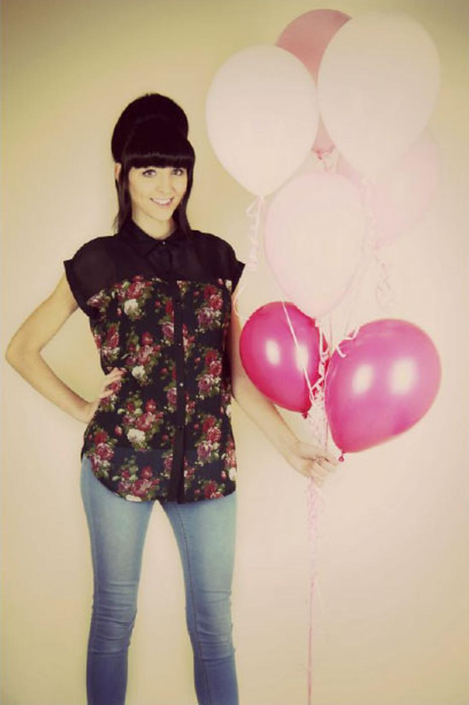 Lovestruck 'Imogen' Retro Vintage style Floral Rose Chiffon Shirt